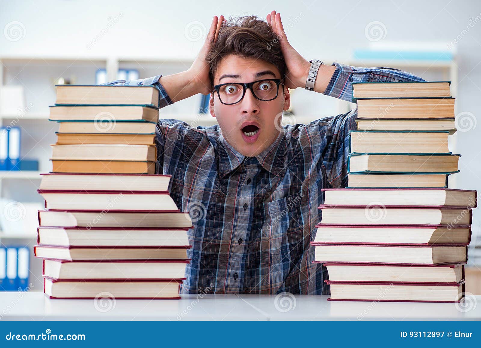 The Nerd Funny Student Preparing for University Exams Stock Image ...