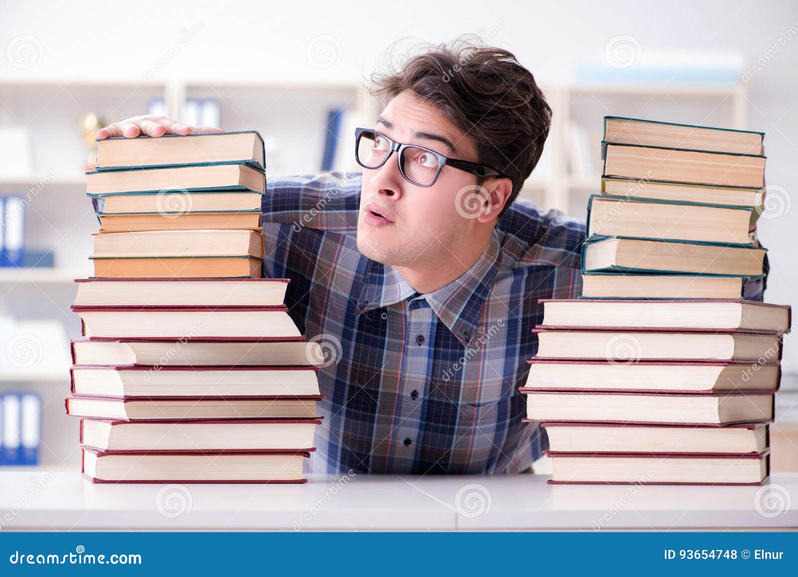 The Nerd Funny Student Preparing for University Exams Stock Photo ...