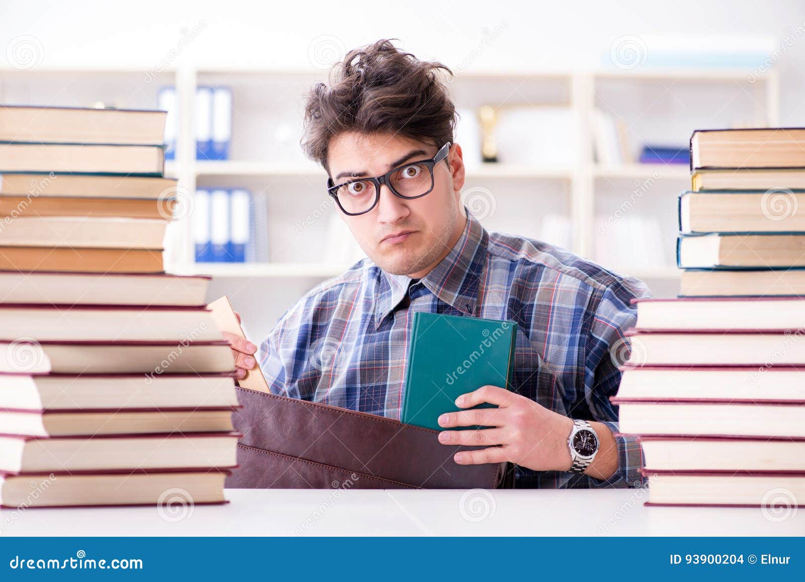 The Nerd Funny Student Preparing for University Exams Stock Photo ...