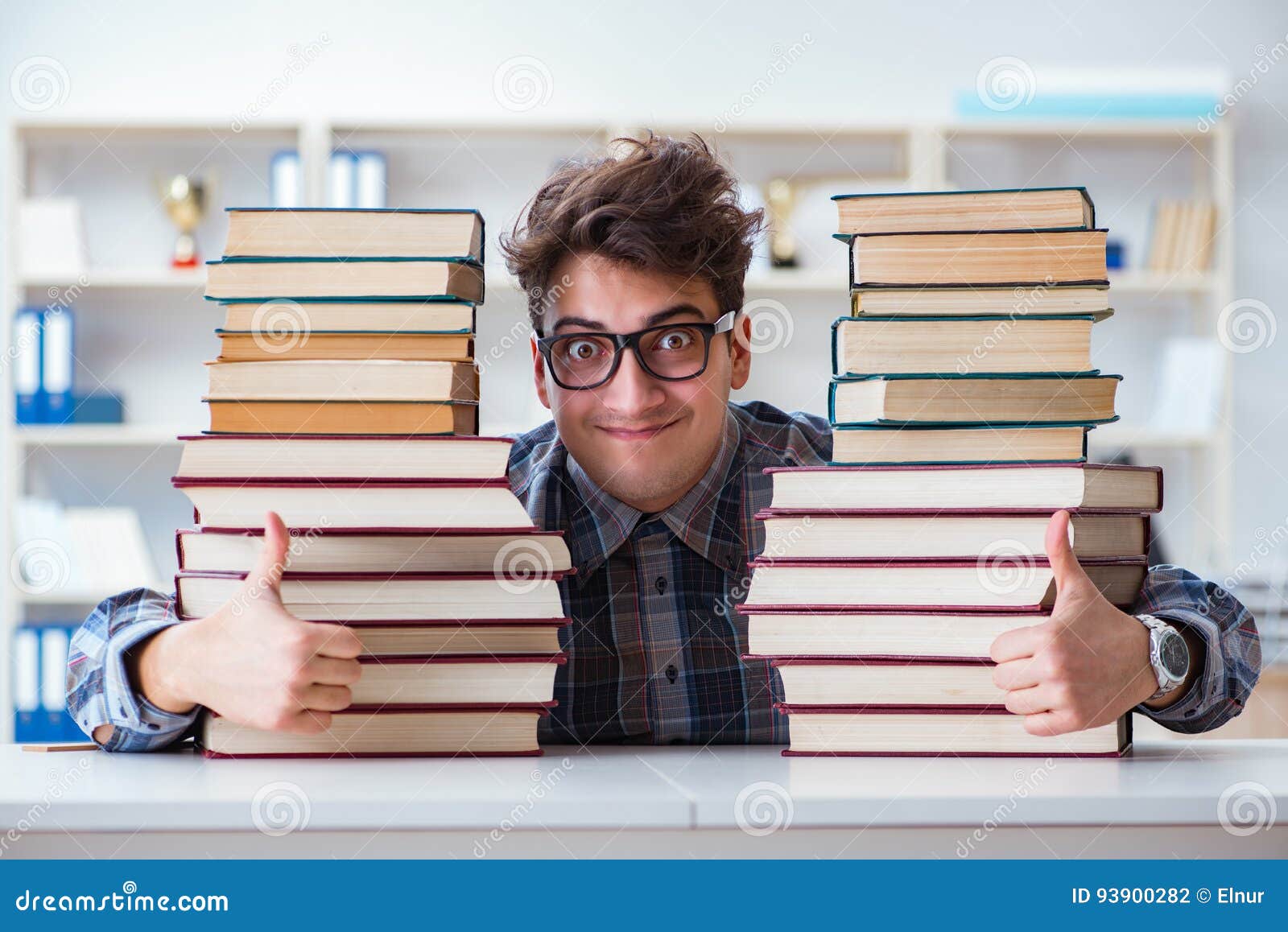 The Nerd Funny Student Preparing for University Exams Stock Photo ...