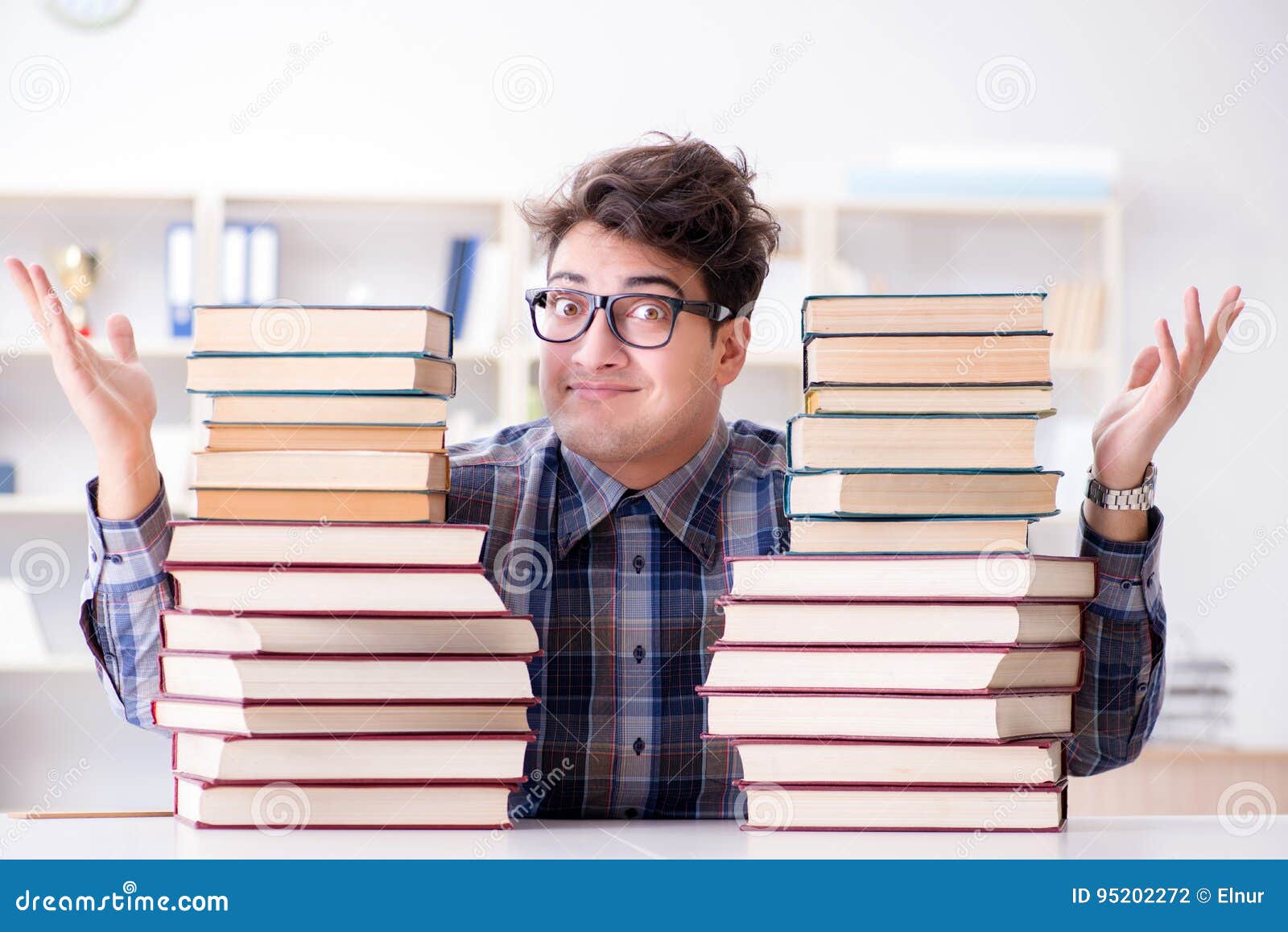 The Nerd Funny Student Preparing for University Exams Stock Photo ...