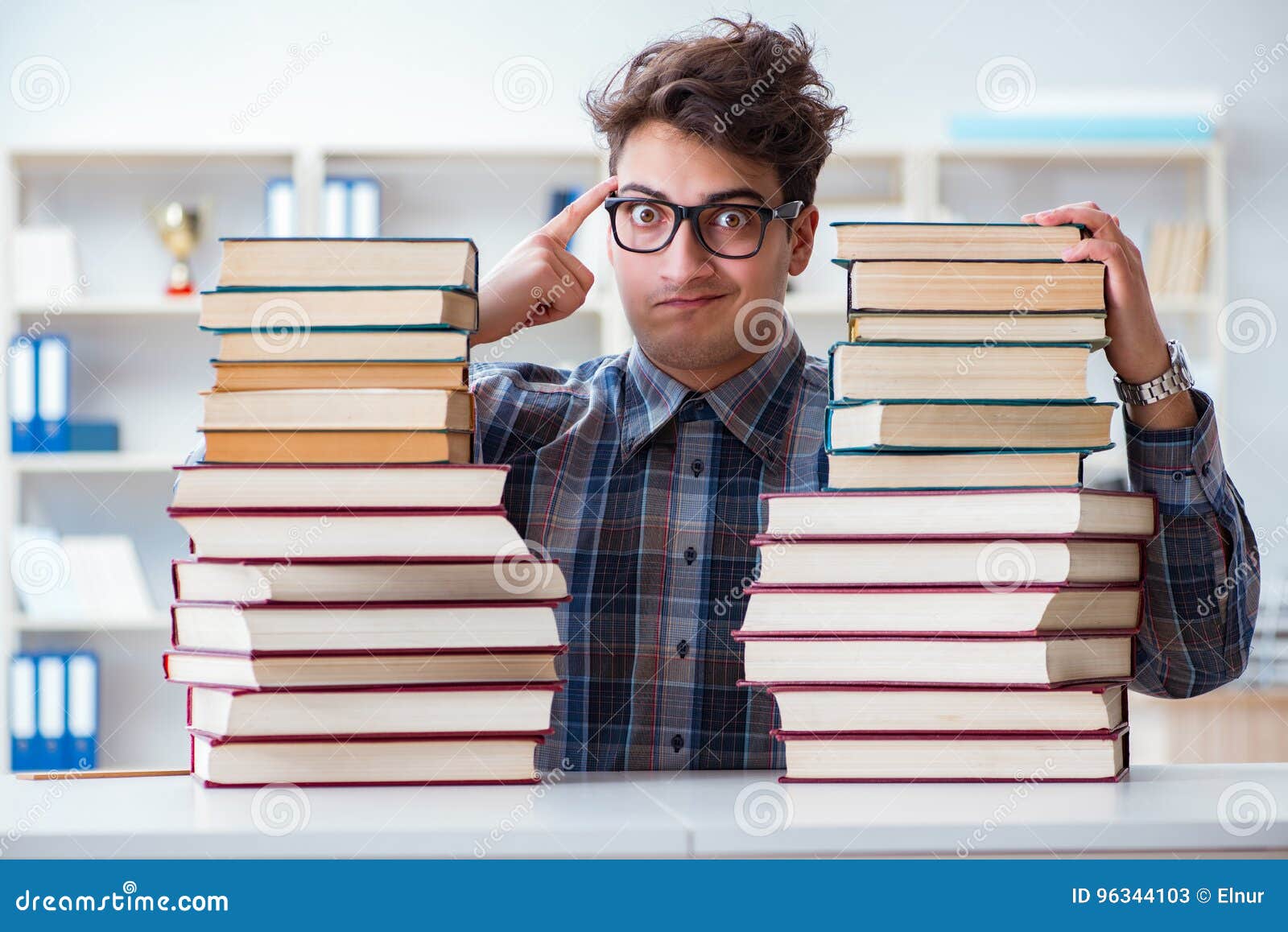 The Nerd Funny Student Preparing for University Exams Stock Image ...