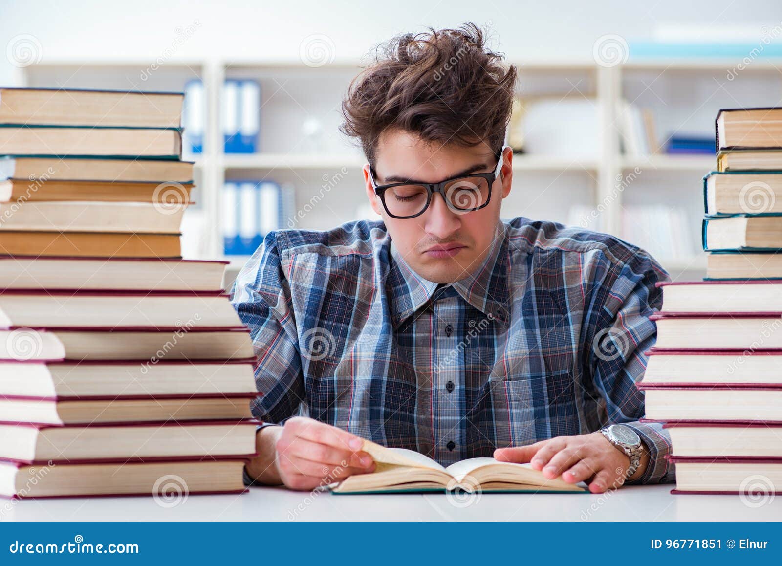 The Nerd Funny Student Preparing for University Exams Stock Image ...