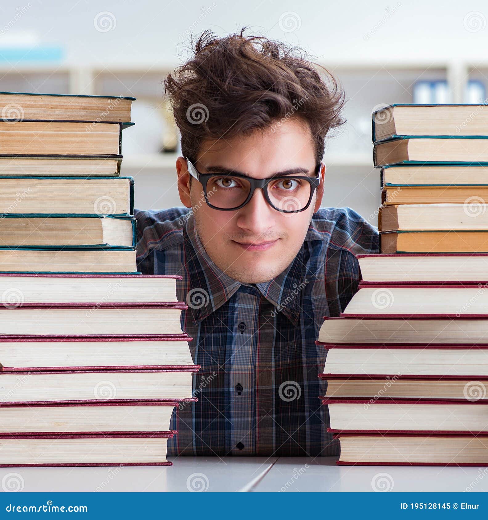 Nerd Funny Student Preparing for University Exams Stock Image - Image ...