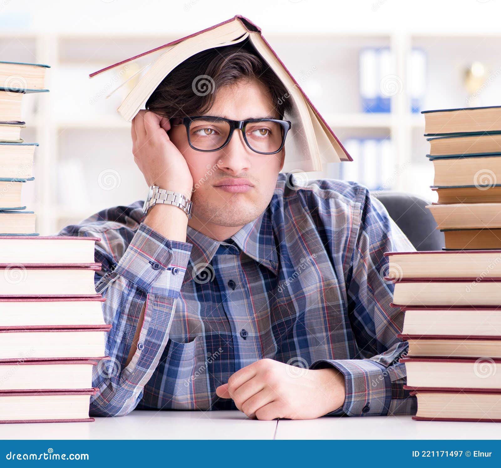 Nerd Funny Student Preparing for University Exams Stock Image - Image ...