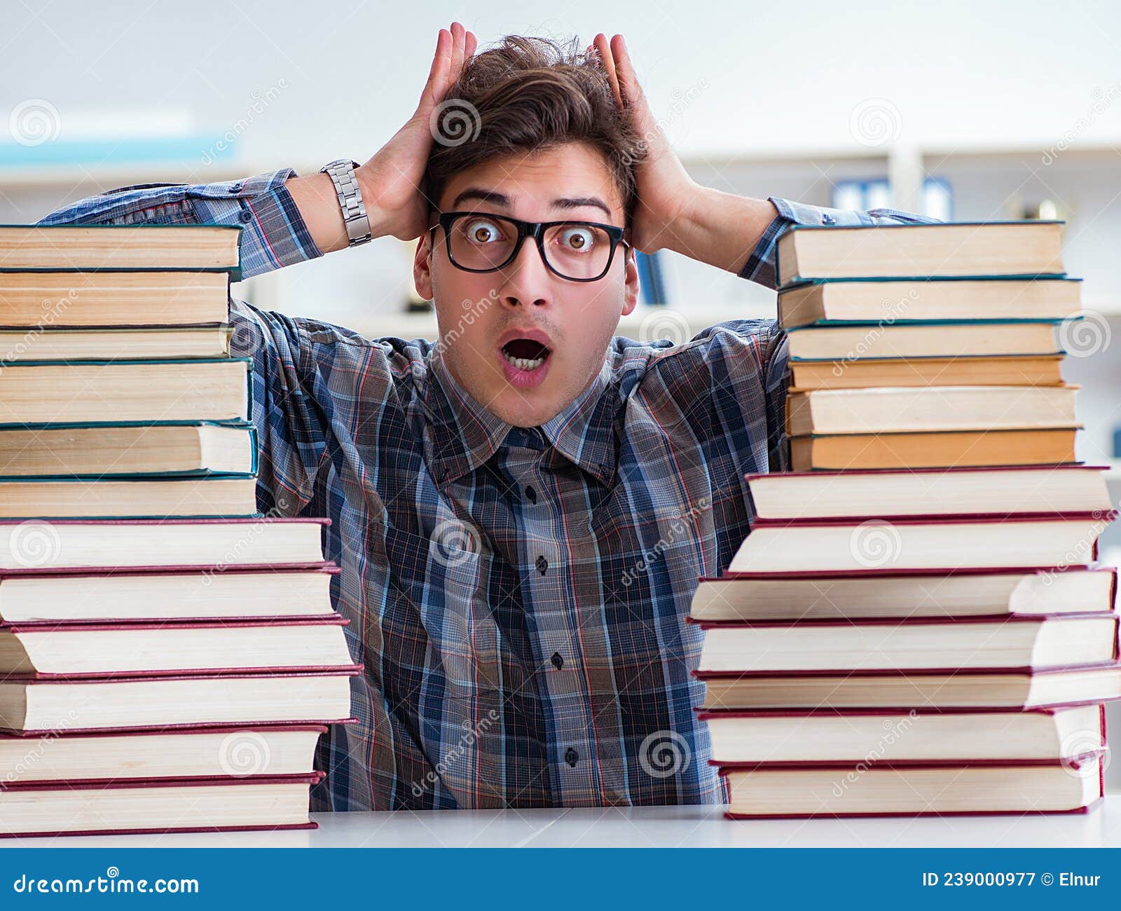 Nerd Funny Student Preparing for University Exams Stock Image - Image ...
