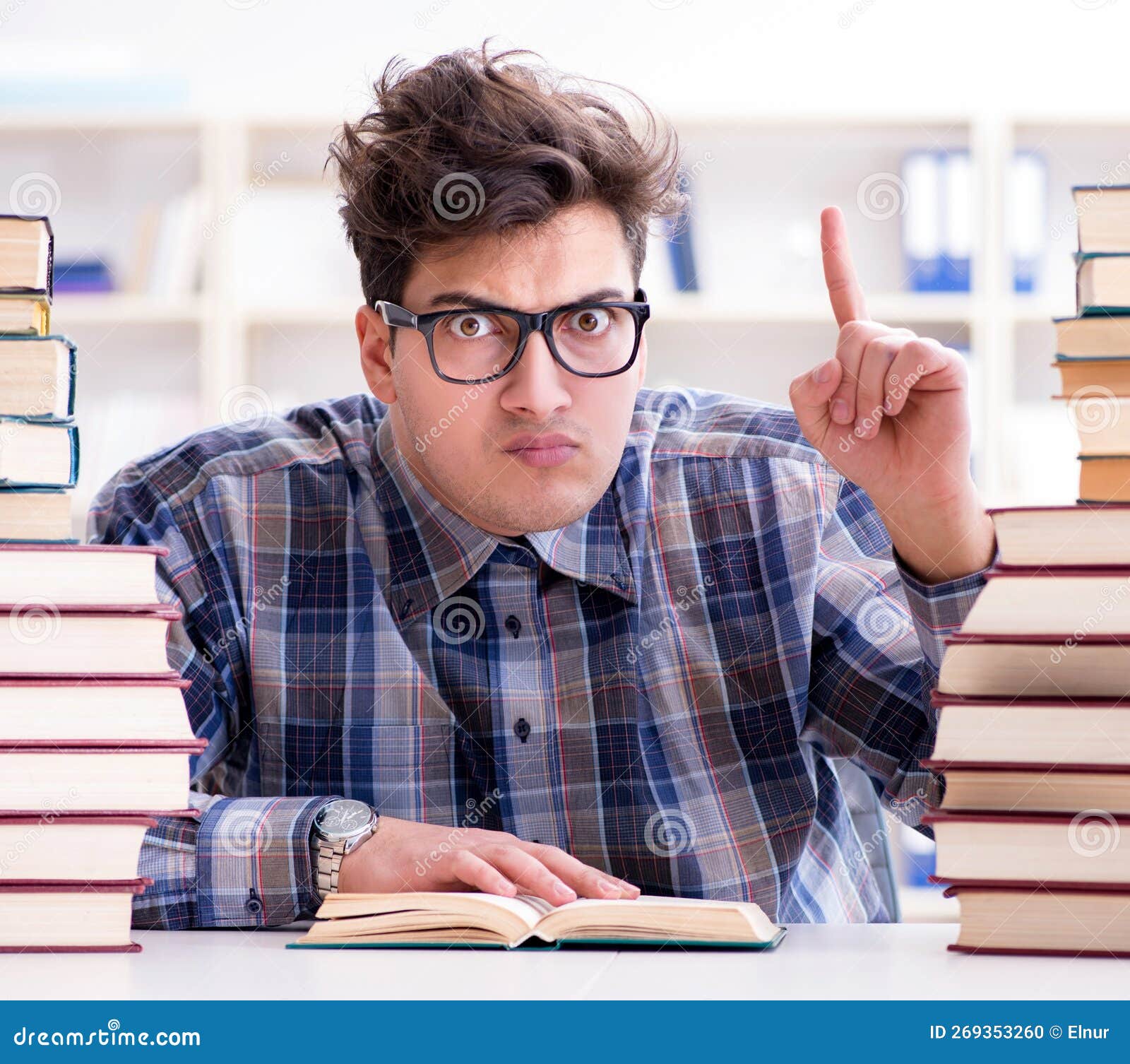 Nerd Funny Student Preparing for University Exams Stock Photo - Image ...