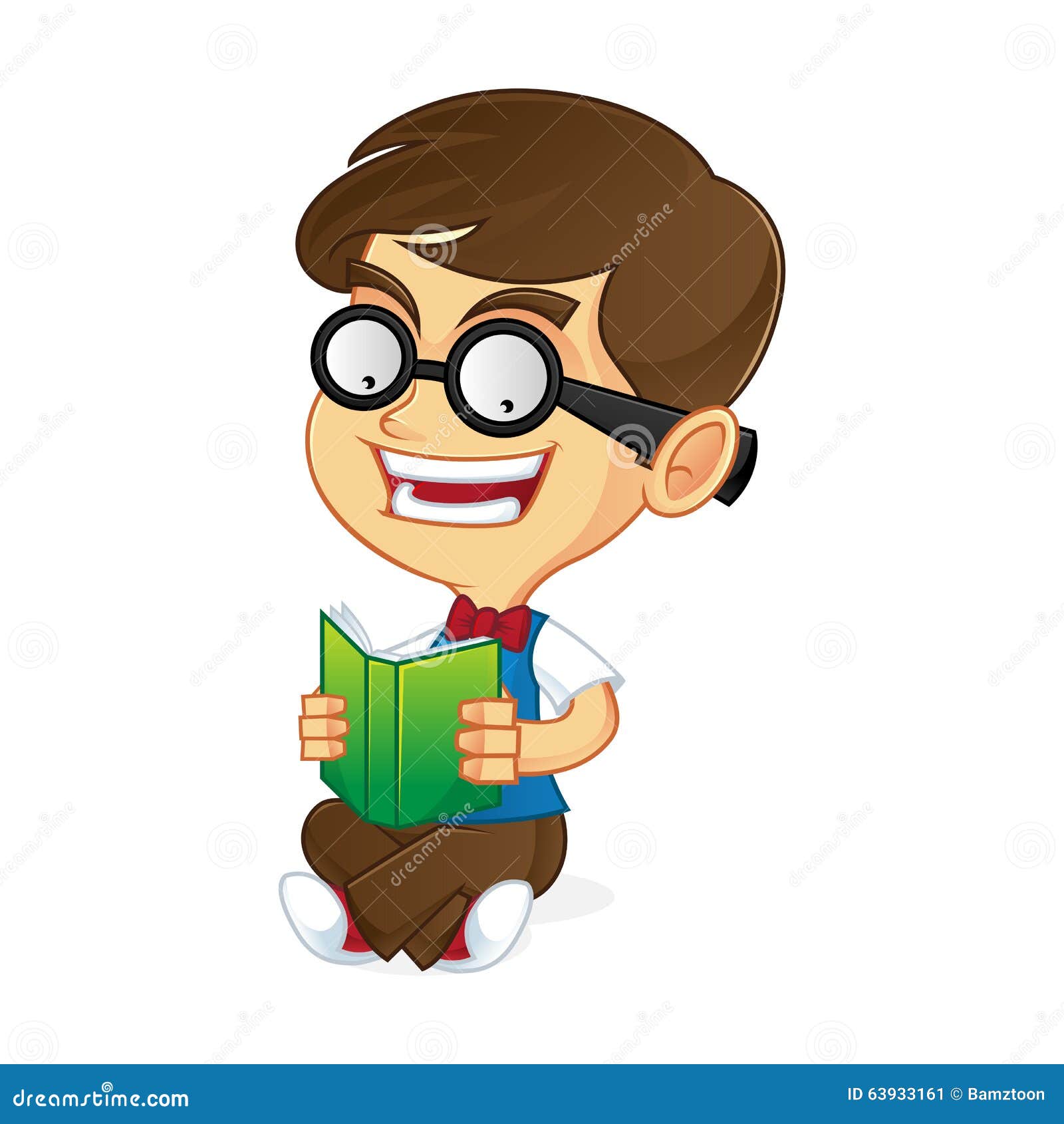 Nerd Geek read a book stock vector. Illustration of success - 63933161