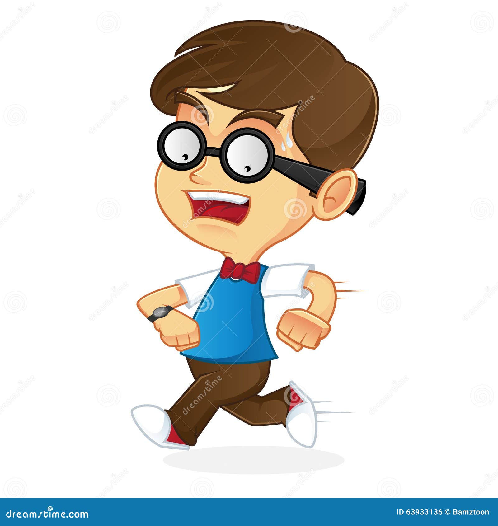 Nerd Geek running late stock vector. Illustration of folded - 63933136