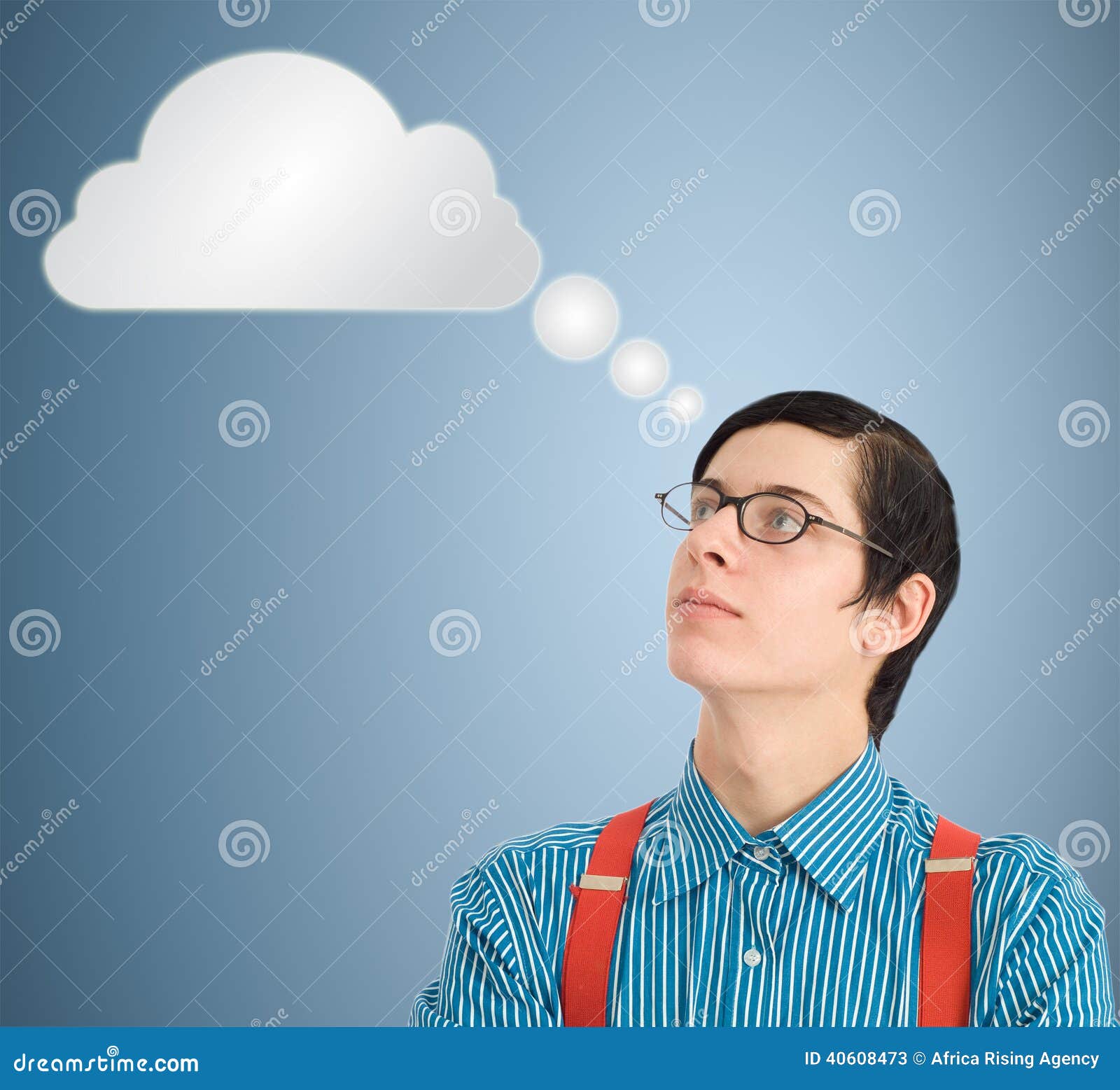 Nerd Geek Businessman Thinking Cloud or Computing Stock Image - Image ...