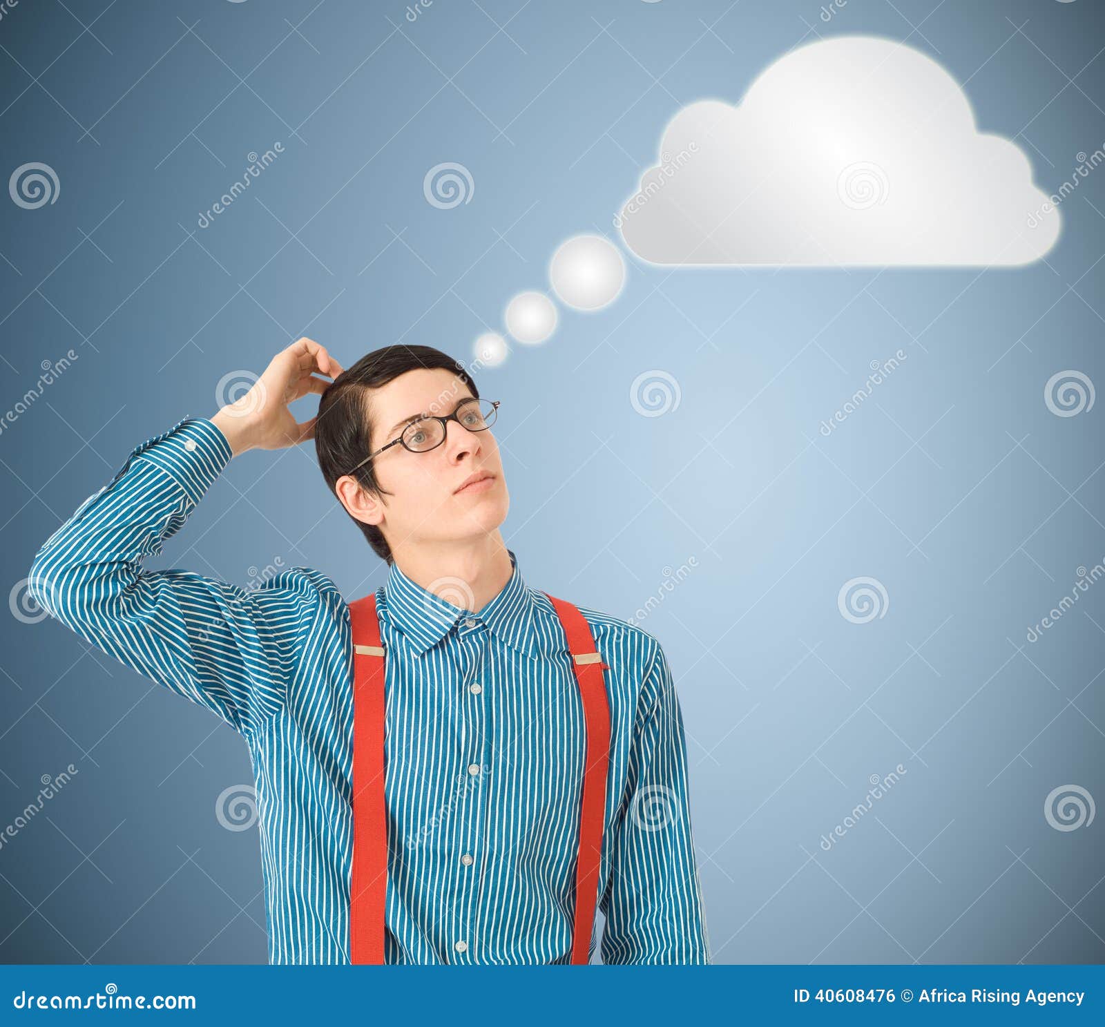 Nerd Geek Businessman Thinking Cloud or Computing Stock Photo - Image ...