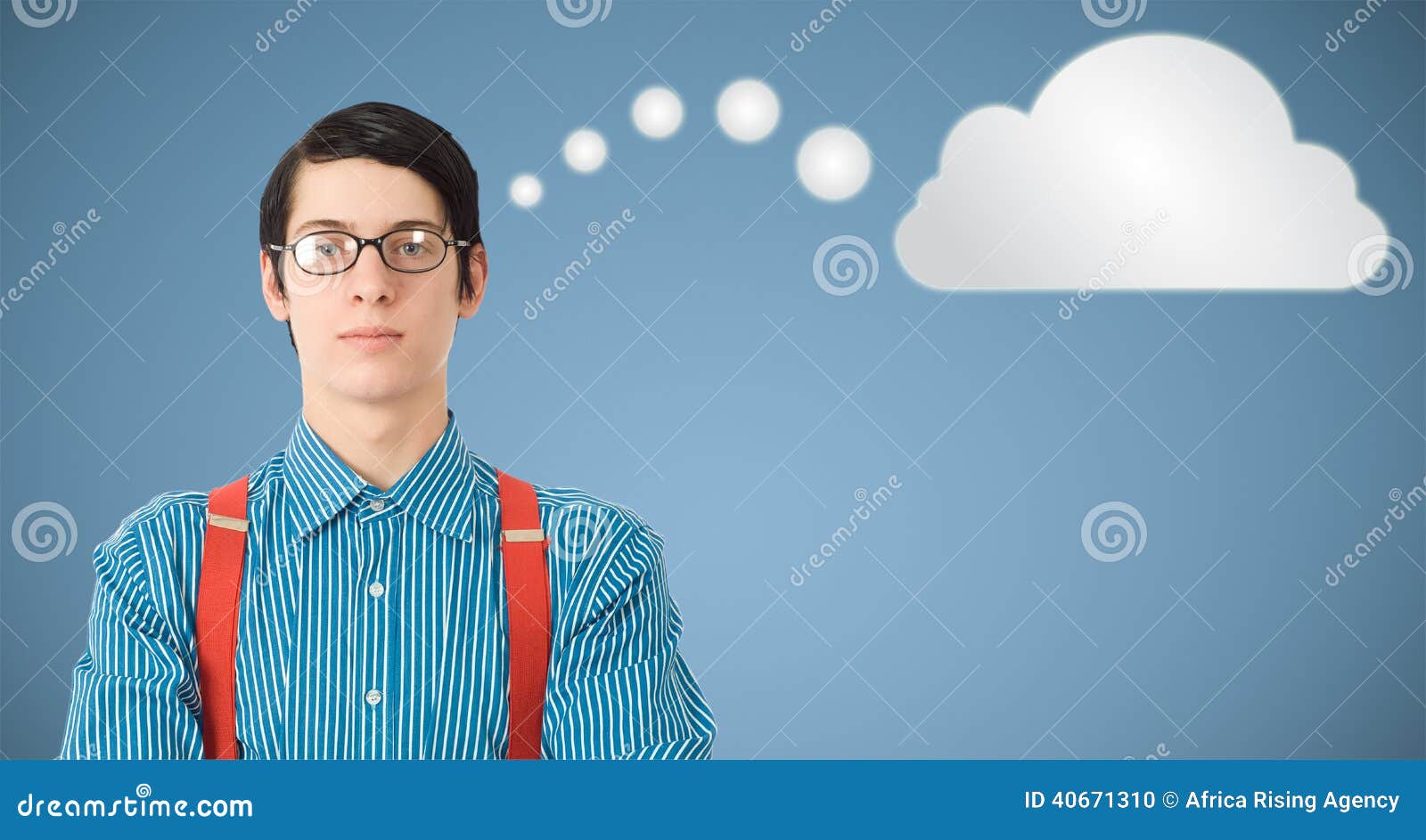 Nerd Geek Businessman Thinking Cloud or Computing Stock Photo - Image ...