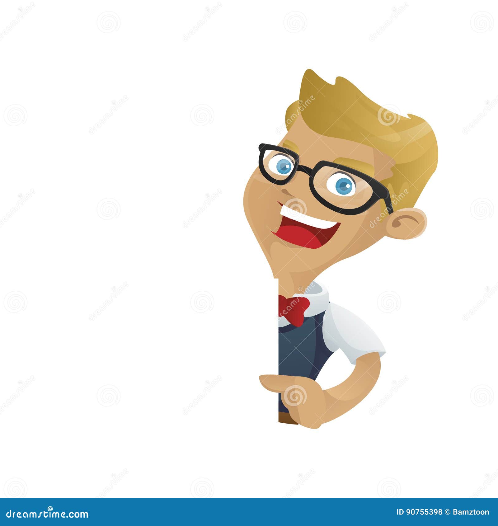 Nerd Geek Pointing on Blank Sign Stock Vector - Illustration of ...