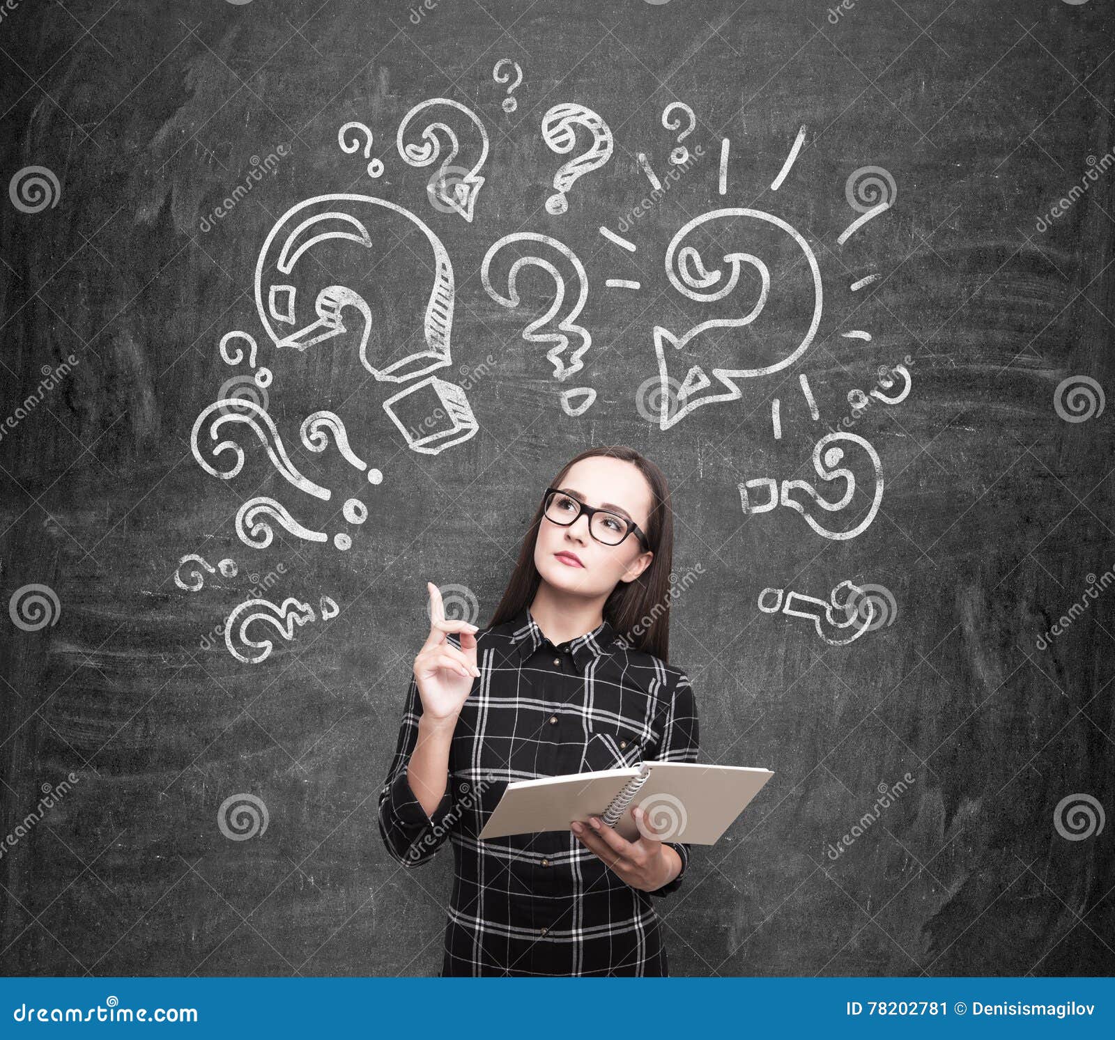 Nerd Girl Attacked by Question Marks Stock Image - Image of casual ...