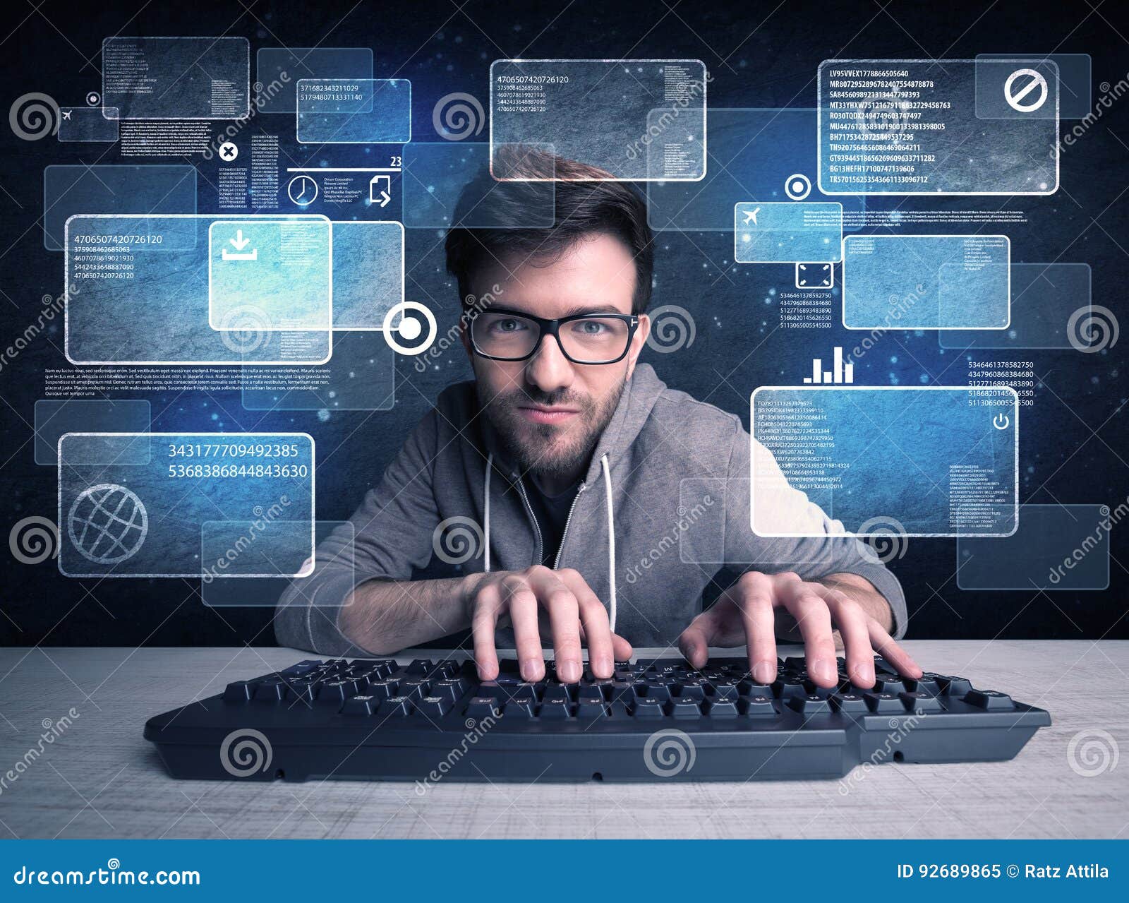 Nerd with Glasses Hacking Websites Stock Image - Image of mind, nerd ...