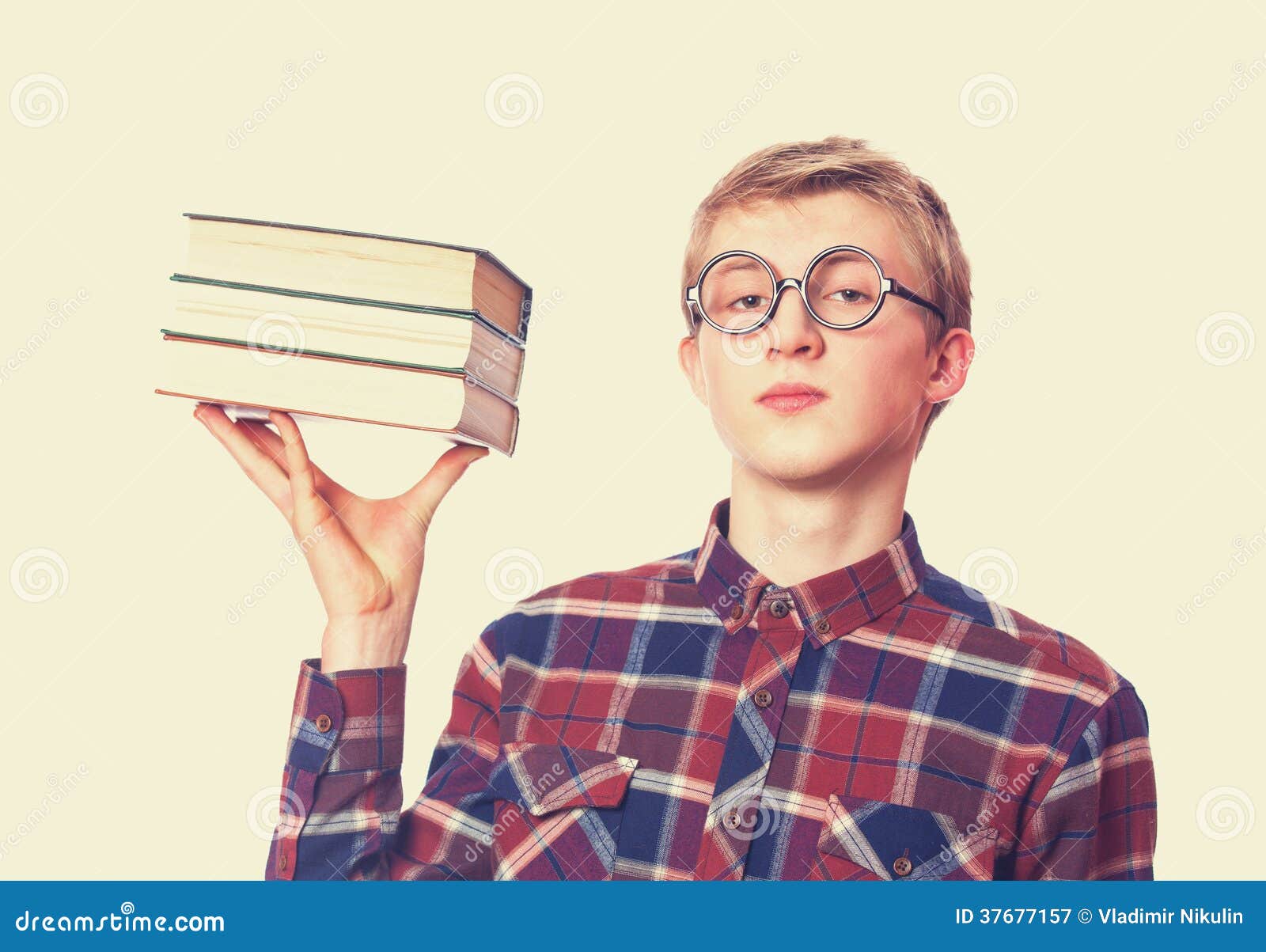 Nerd guy with books stock image. Image of geek, person - 37677157