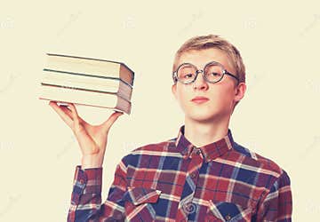 Nerd guy with books stock image. Image of geek, person - 37677157
