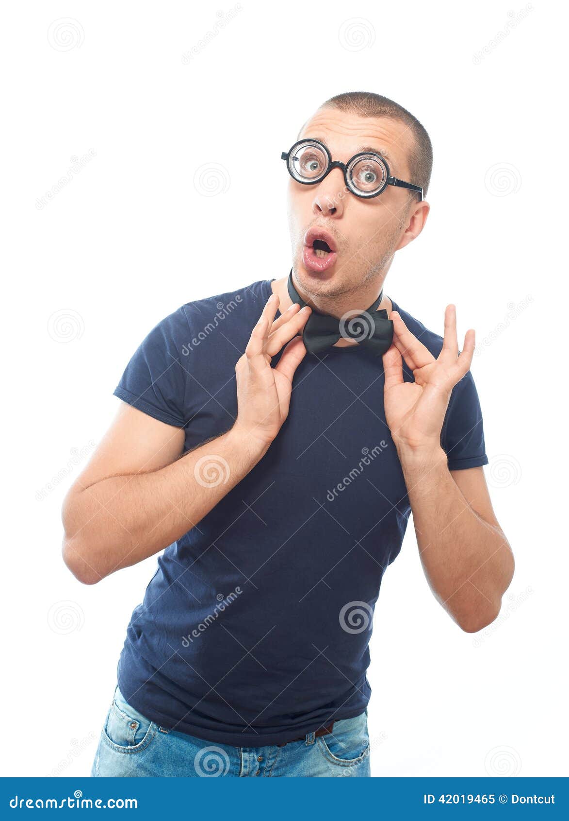 Nerd guy in bow tie stock image. Image of goofy, smart - 42019465