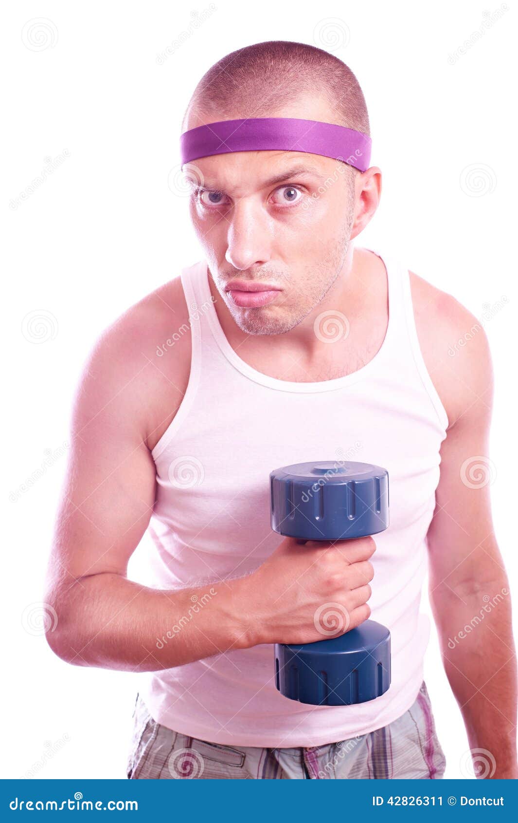 Nerd guy with dumbbells stock image. Image of muscle - 42826311