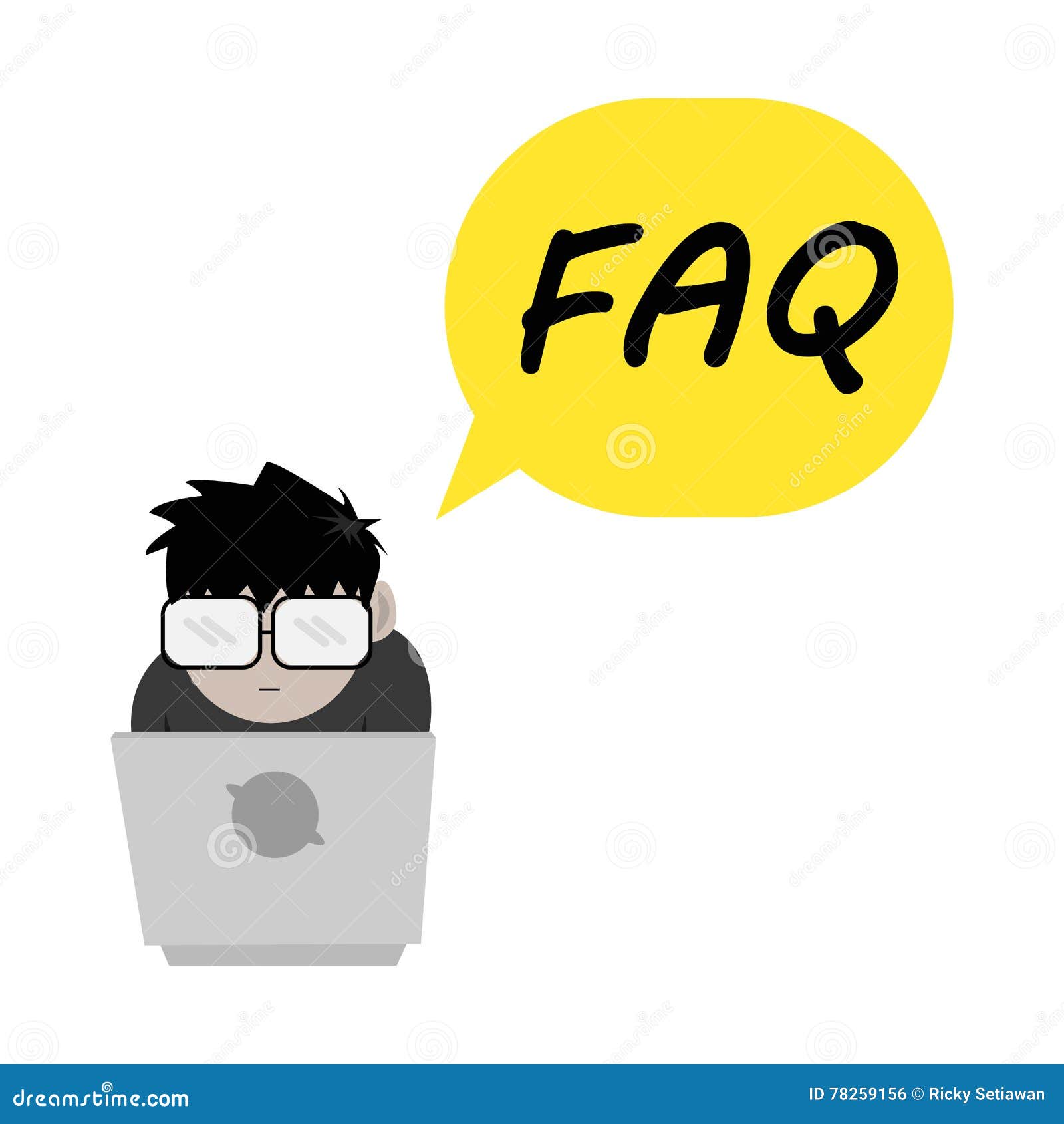 Nerd Guy FAQ Bubble Speech stock vector. Illustration of bubble - 78259156