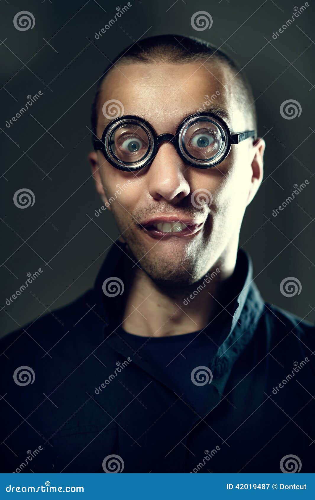 Nerd guy in glasses stock image. Image of parody, crazy - 42019487