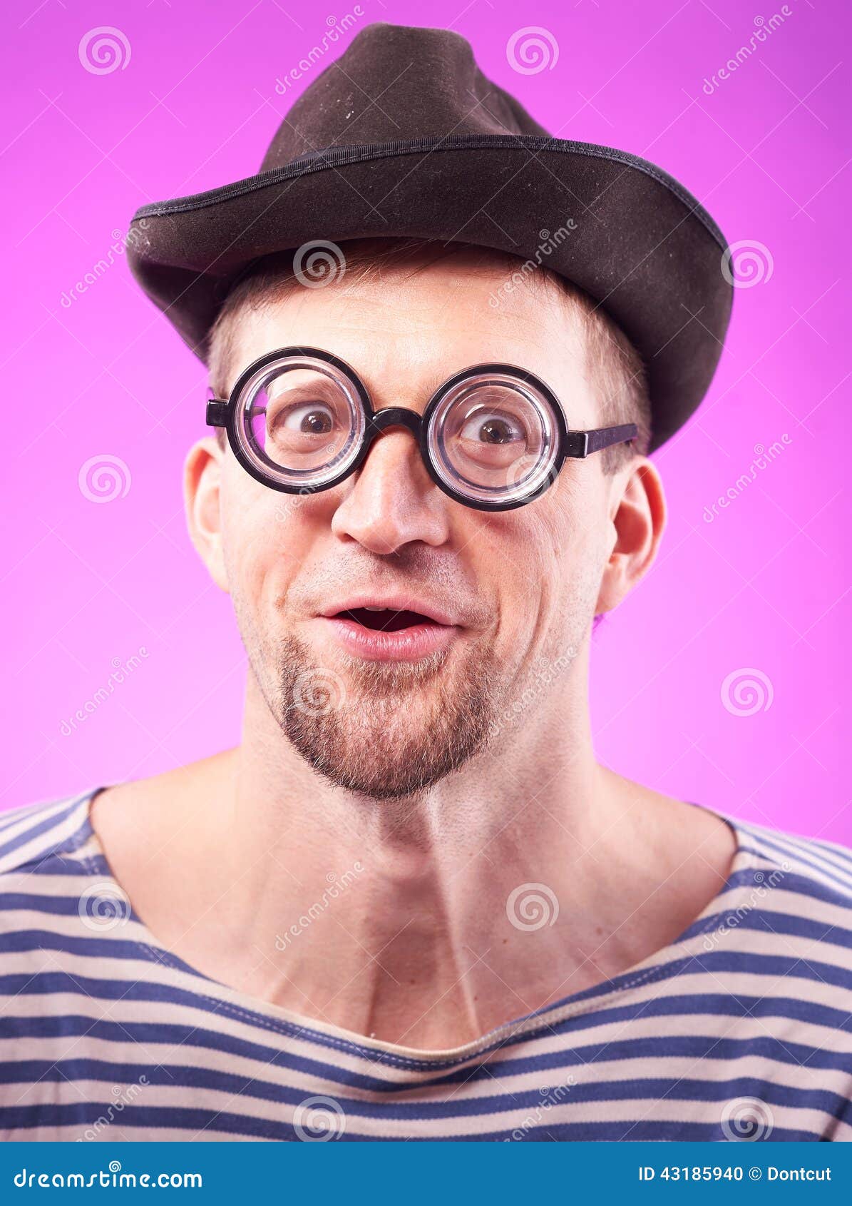 Nerd guy in hat stock photo. Image of gentleman, comic - 43185940