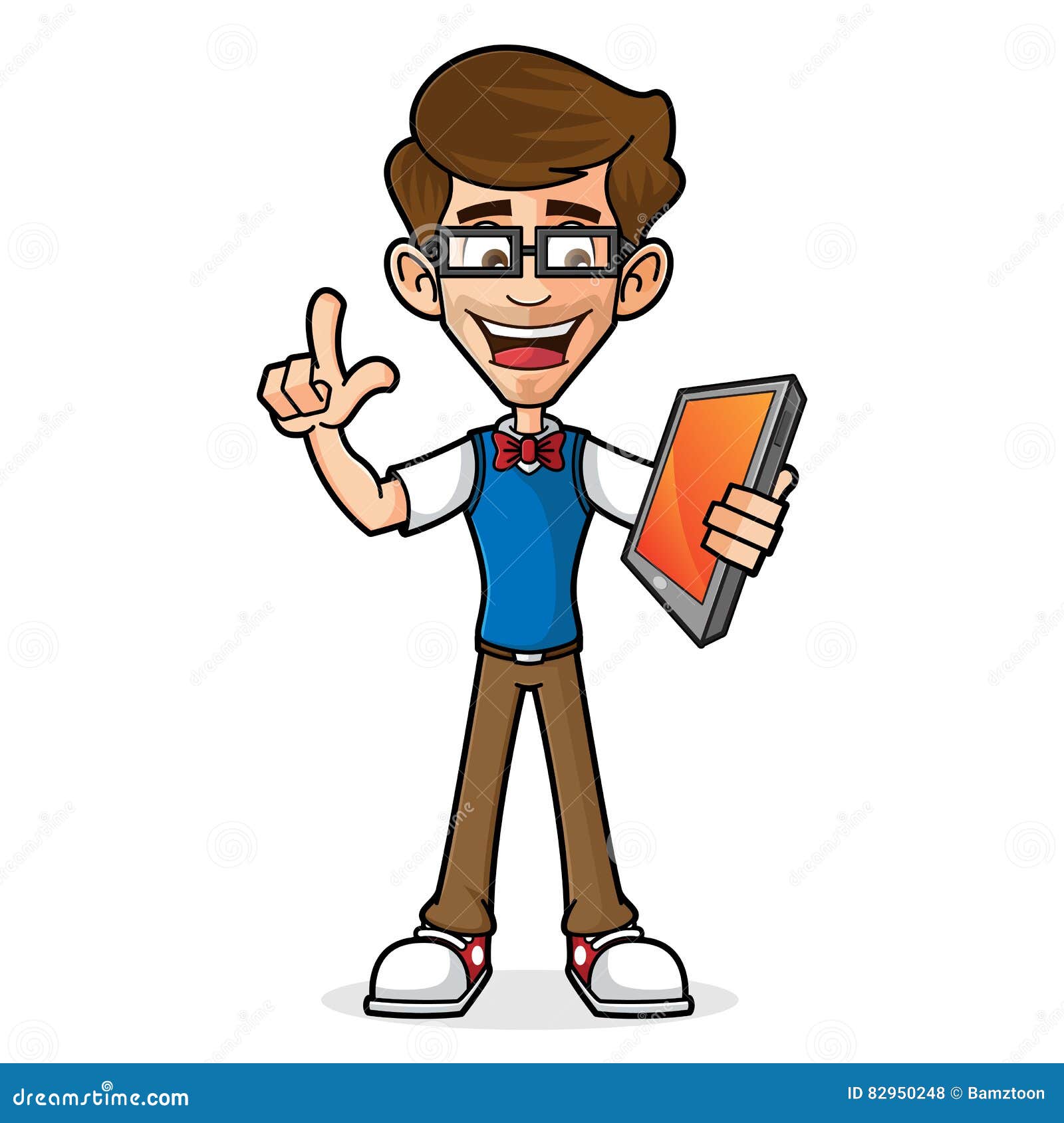 Boy Playing Gadget. Child With Tablet. Kid Gamer Cartoon Vector ...