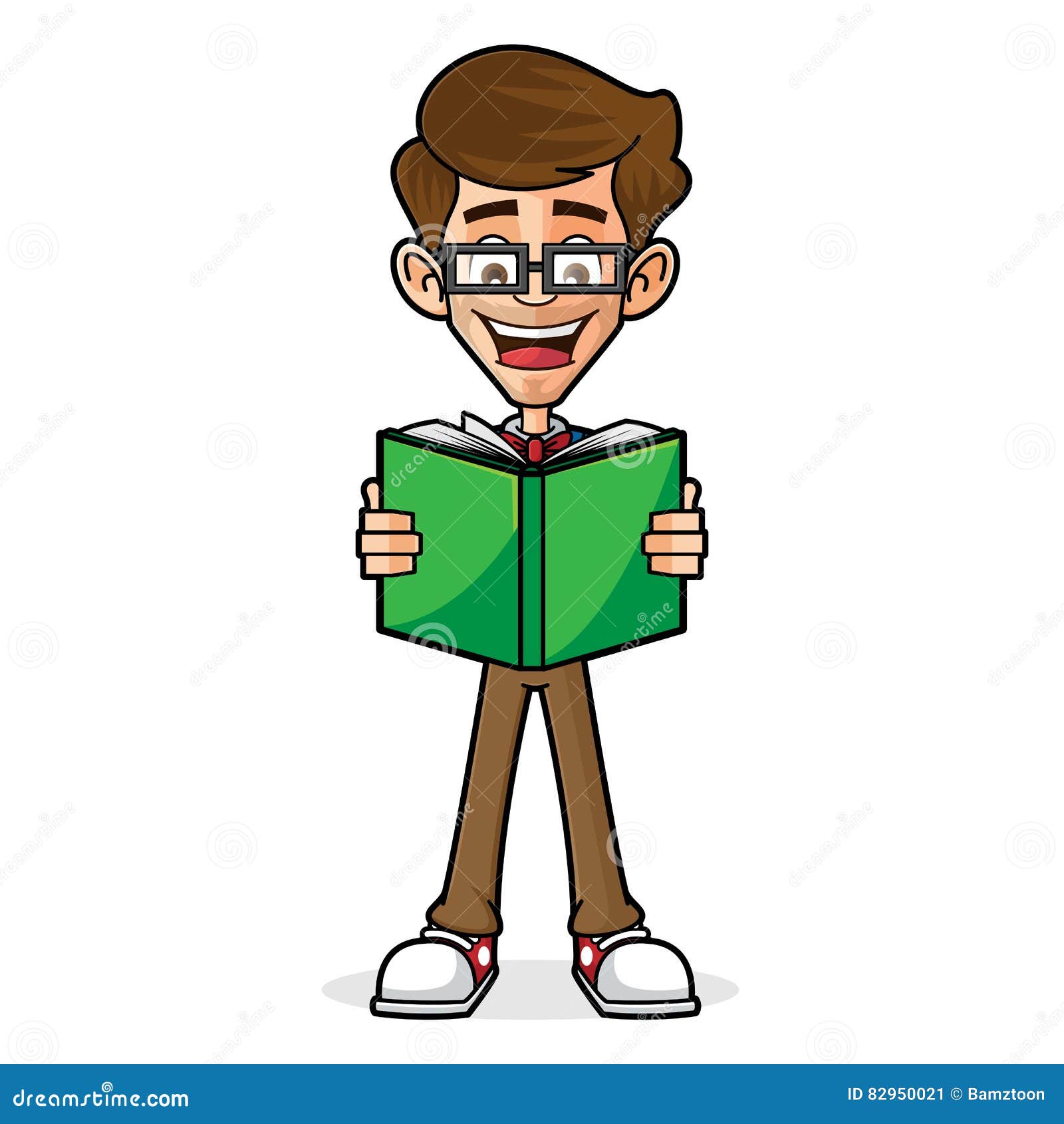 Nerd Guy Reading Book stock vector. Illustration of characters - 82950021