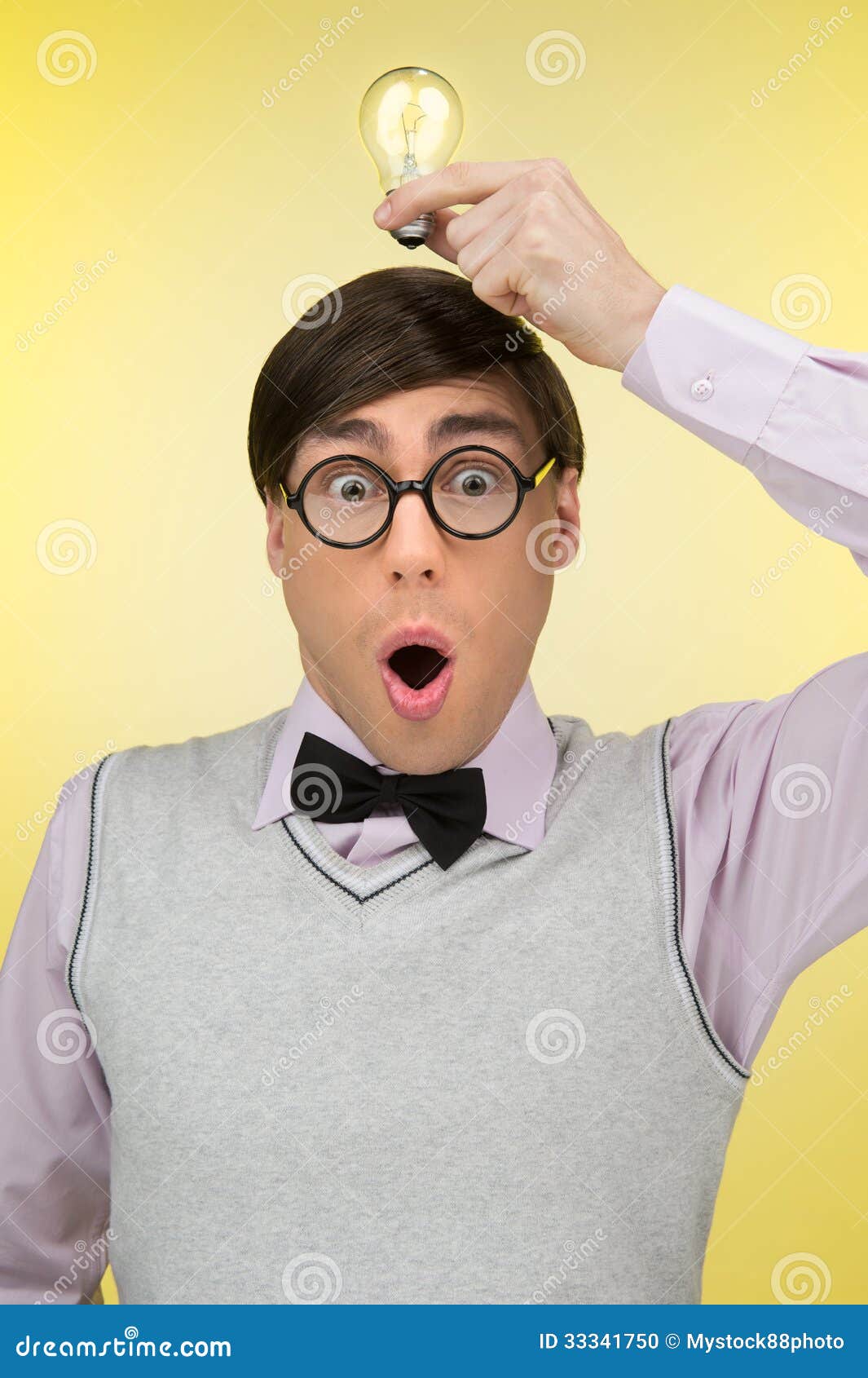 Nerd has an idea. stock photo. Image of intelligence - 33341750