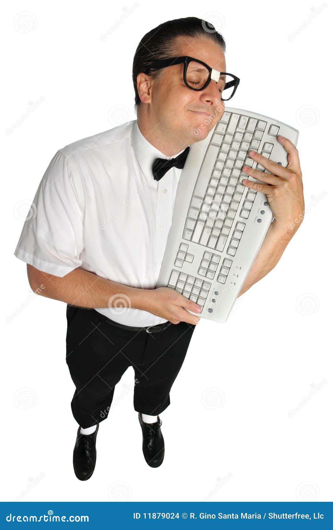 Nerd Holding Keyboard stock photo. Image of expressive - 11879024