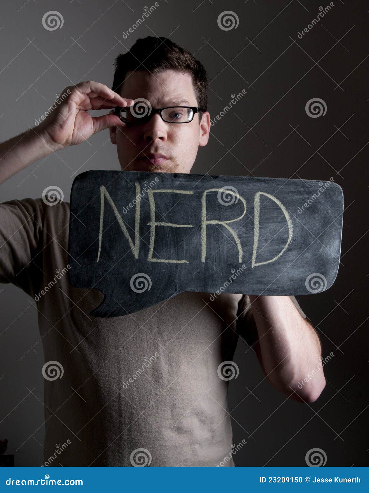 Nerd Holding Sign stock photo. Image of bubble, posing - 23209150