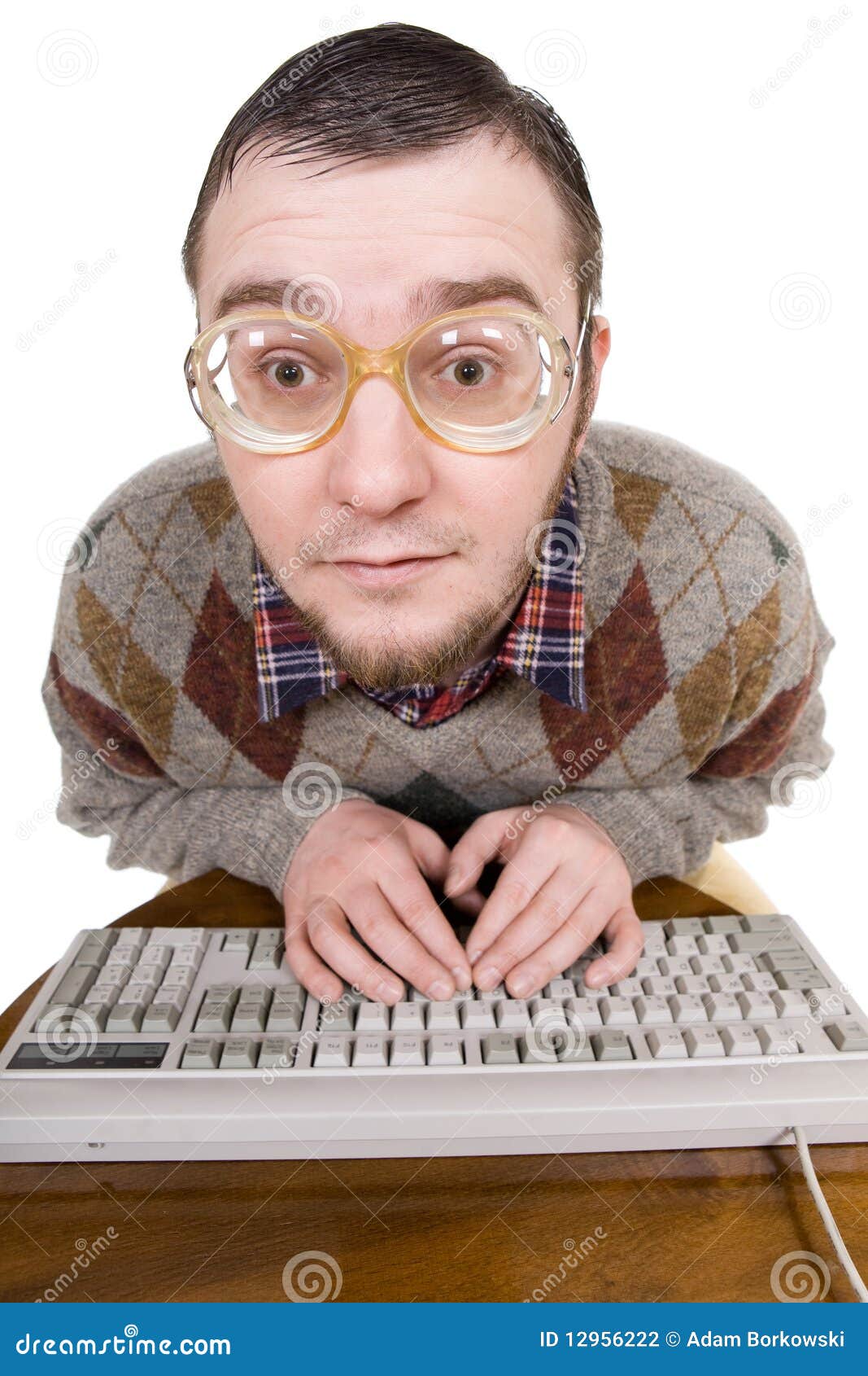 Nerd With Keyboard Stock Photography - Image: 12956222