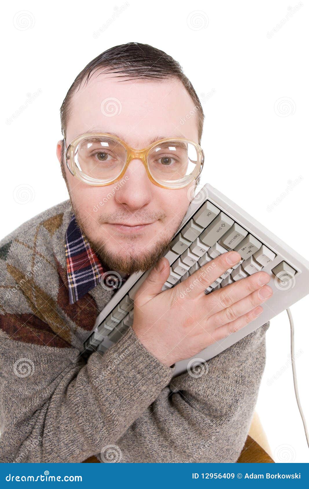 Nerd With Keyboard Royalty Free Stock Images - Image: 12956409