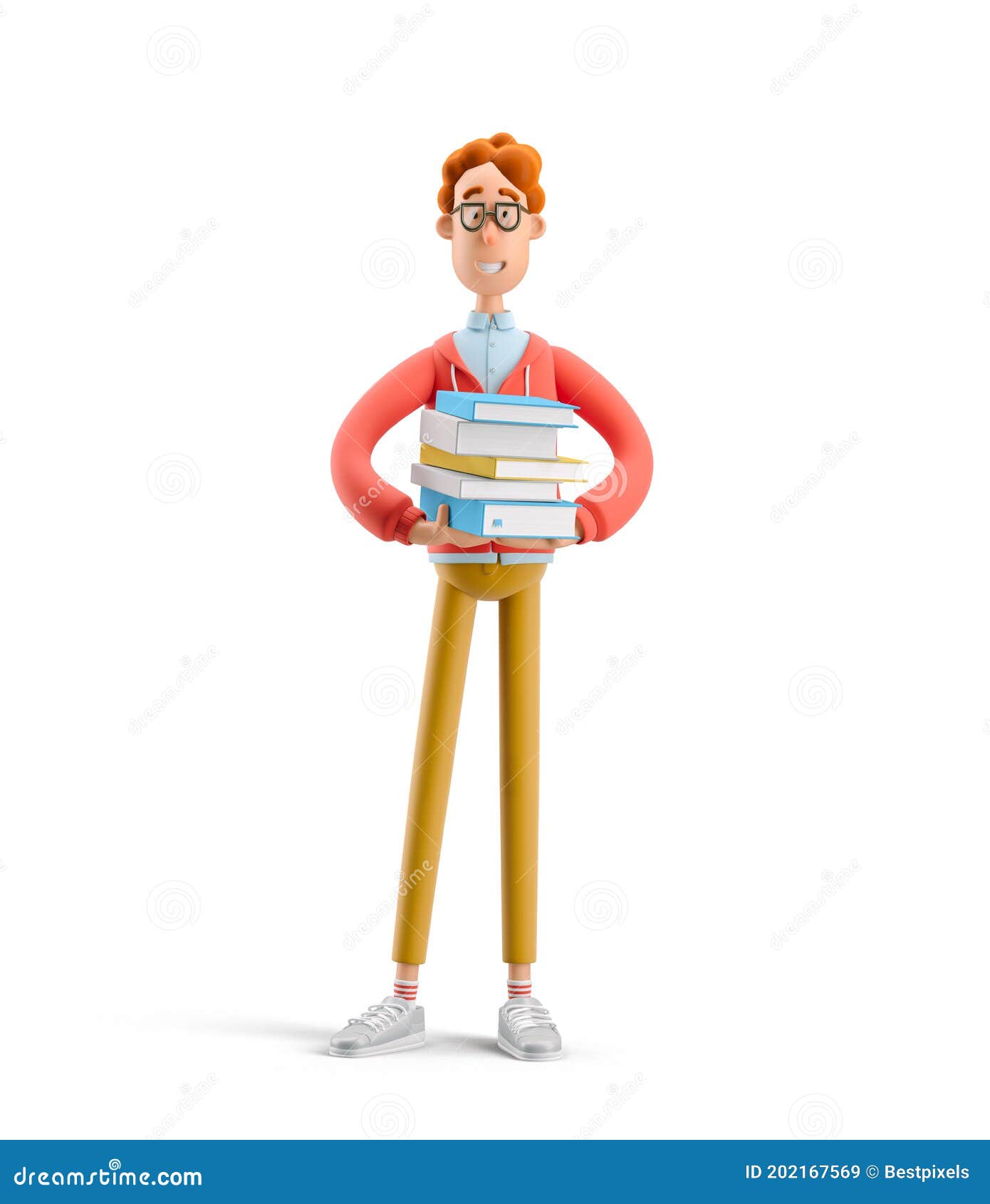 Study and Education Concept. 3d Illustration. Nerd Larry with Book ...