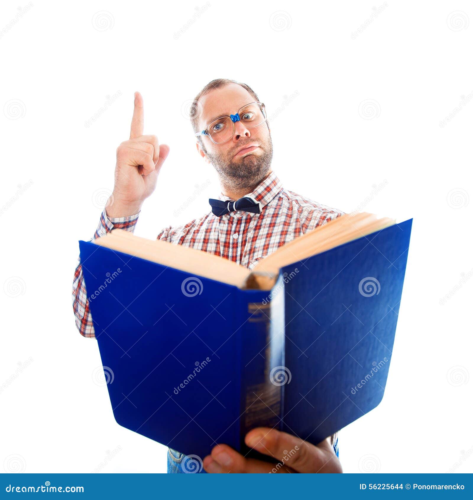 Nerd Learned Something New from the Book Stock Photo - Image of glasses ...