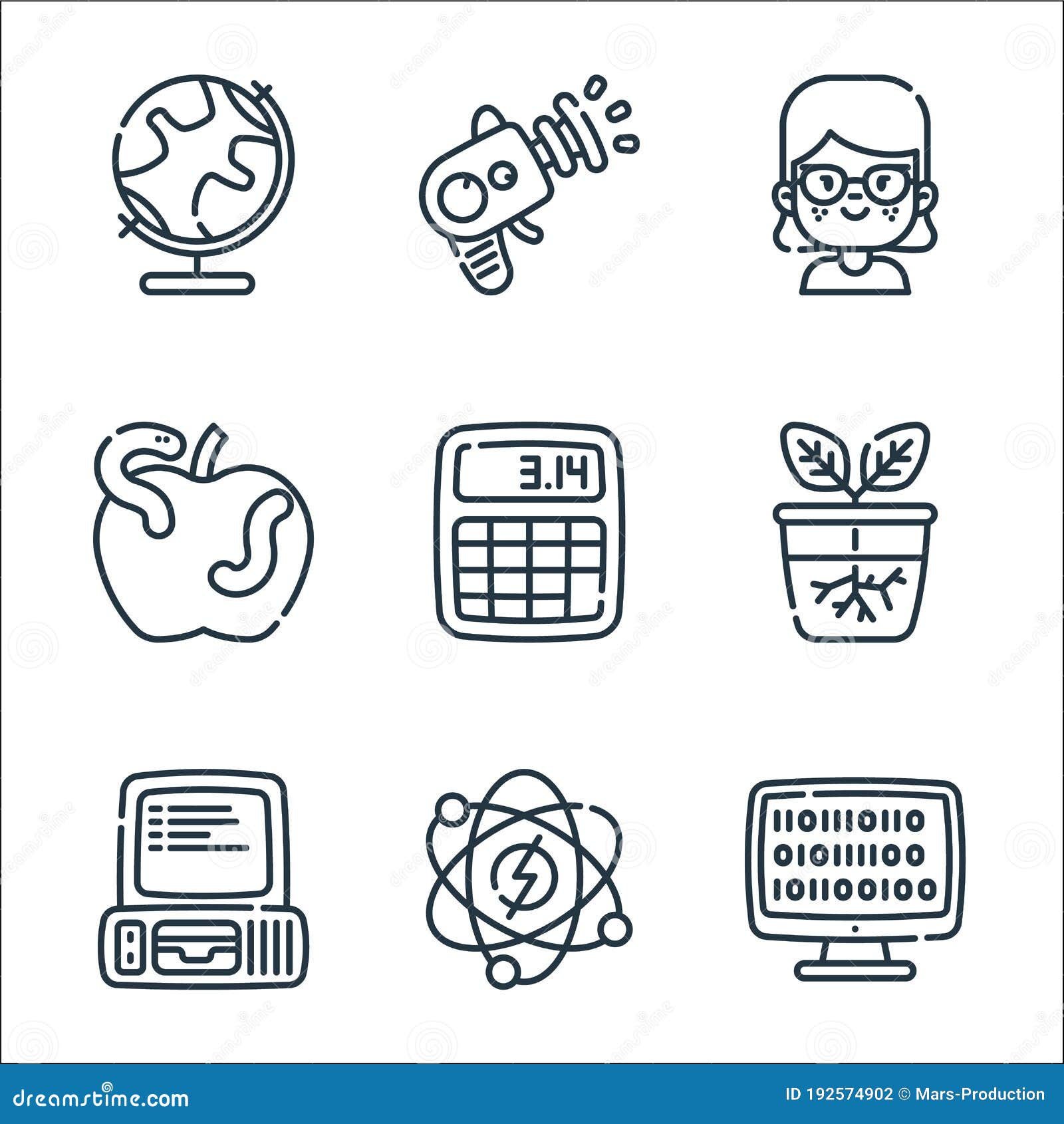 Nerd Line Icons. Linear Set Stock Vector - Illustration of fruit, global: 192574902