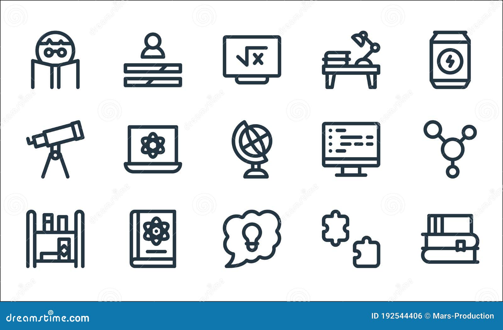 Nerd Line Icons. Linear Set Stock Vector - Illustration of molecular ...