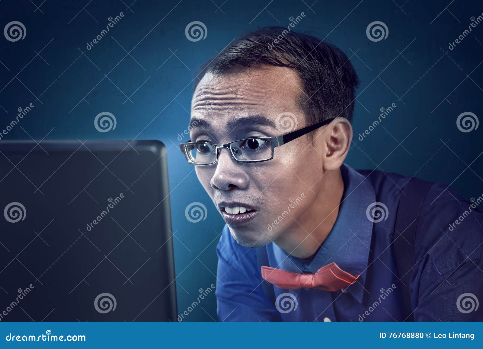 Nerd Man Concentration Using Laptop Stock Photo - Image of browsing ...