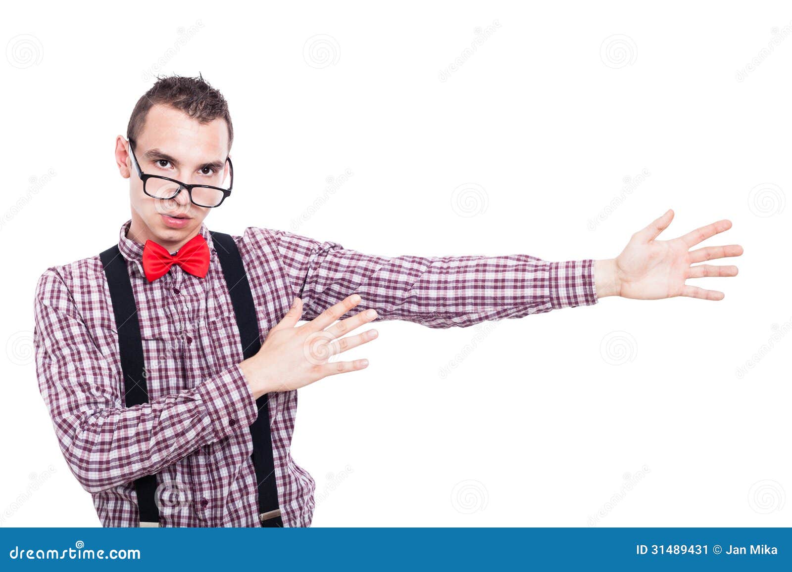 Nerd man presentation stock image. Image of point, pointing - 31489431