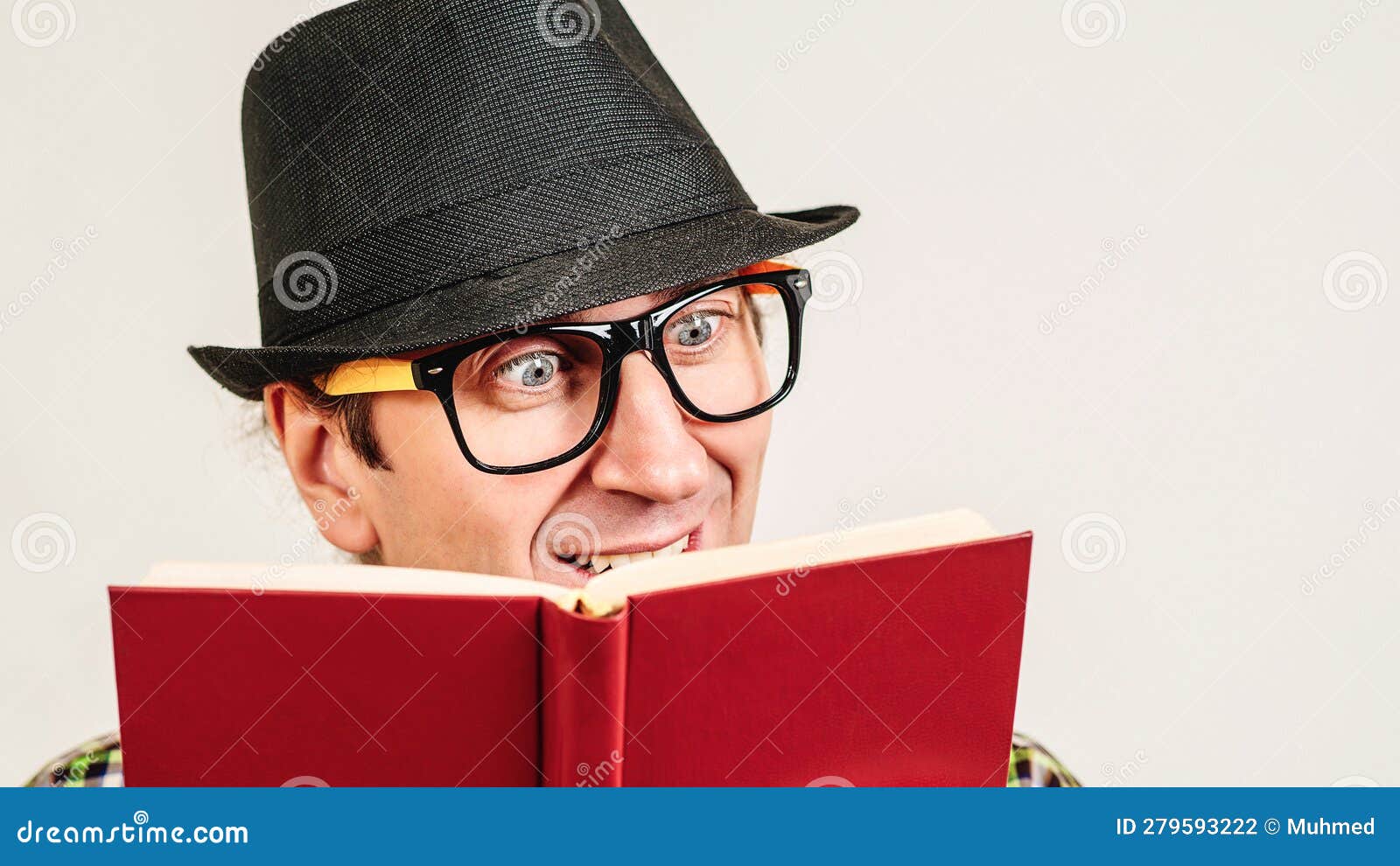 Nerd Man Reading Book. Book Lover Stock Photo - Image of library ...