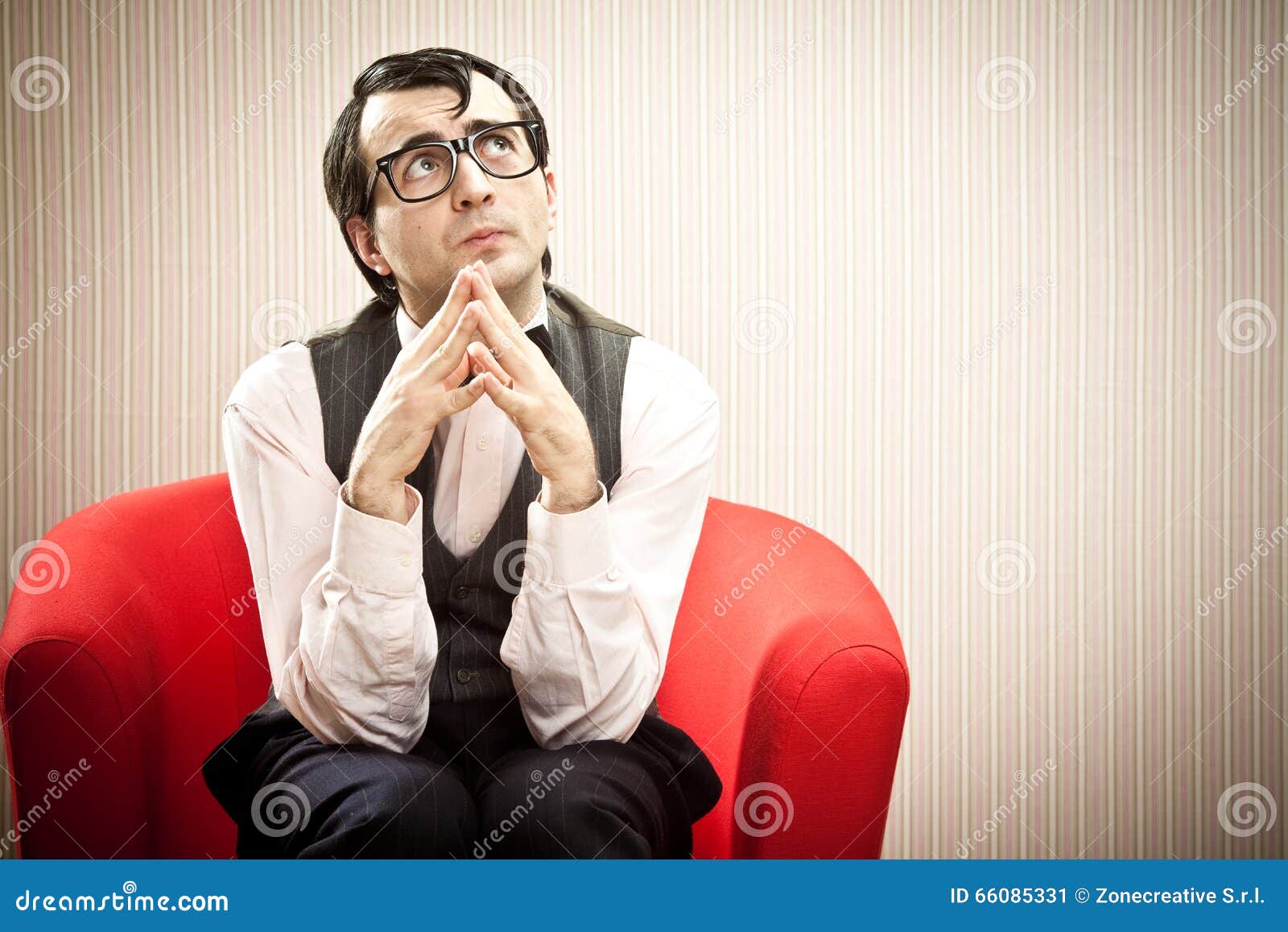 Nerd Man Wait On Red Armchair Royalty-Free Stock Image | CartoonDealer ...
