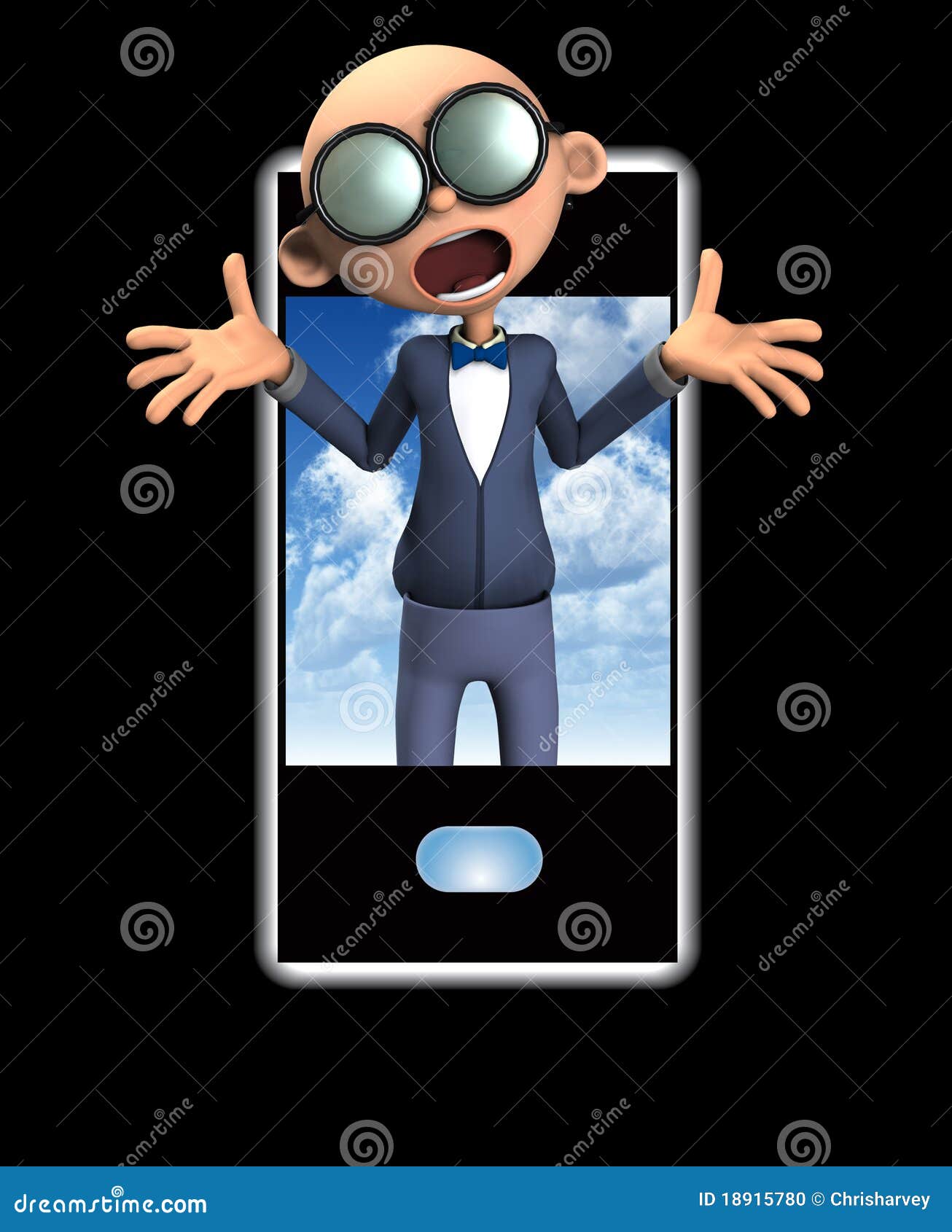 Nerd and Mobile Phone stock illustration. Illustration of gadget - 18915780