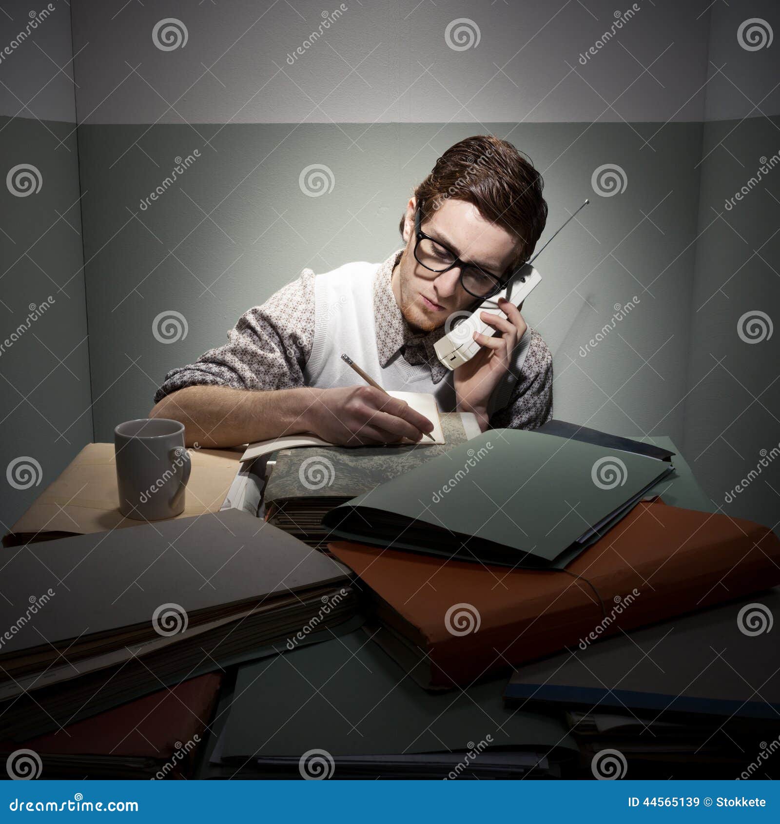 Nerd on the phone stock image. Image of vintage, glasses - 44565139