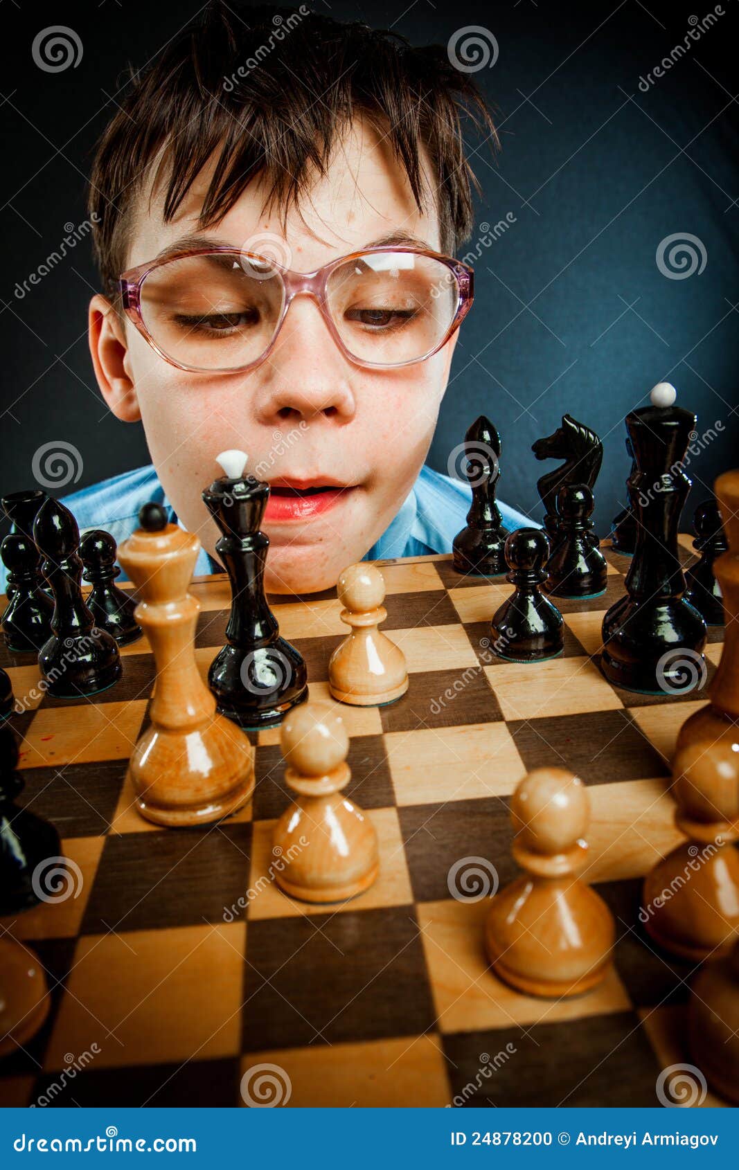 Play Chess. Clever Concentrated And Thinking Kid Playing Chess. Kids ...