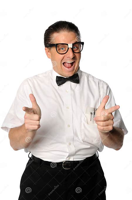 Nerd Pointing stock photo. Image of salesman, silly, dude - 9640770