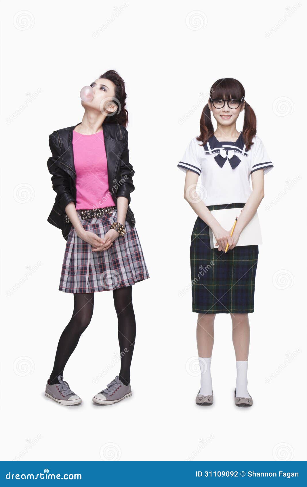 Nerd Punk Girl Looking Up Opposite Studio Shot Stock Photos - Free ...