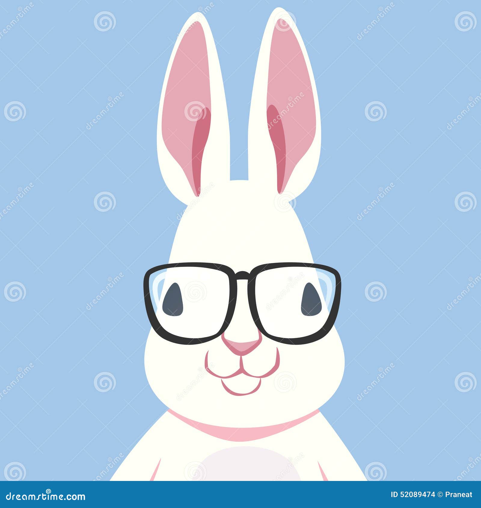 Nerd Rabbit stock vector. Illustration of happy, background - 52089474