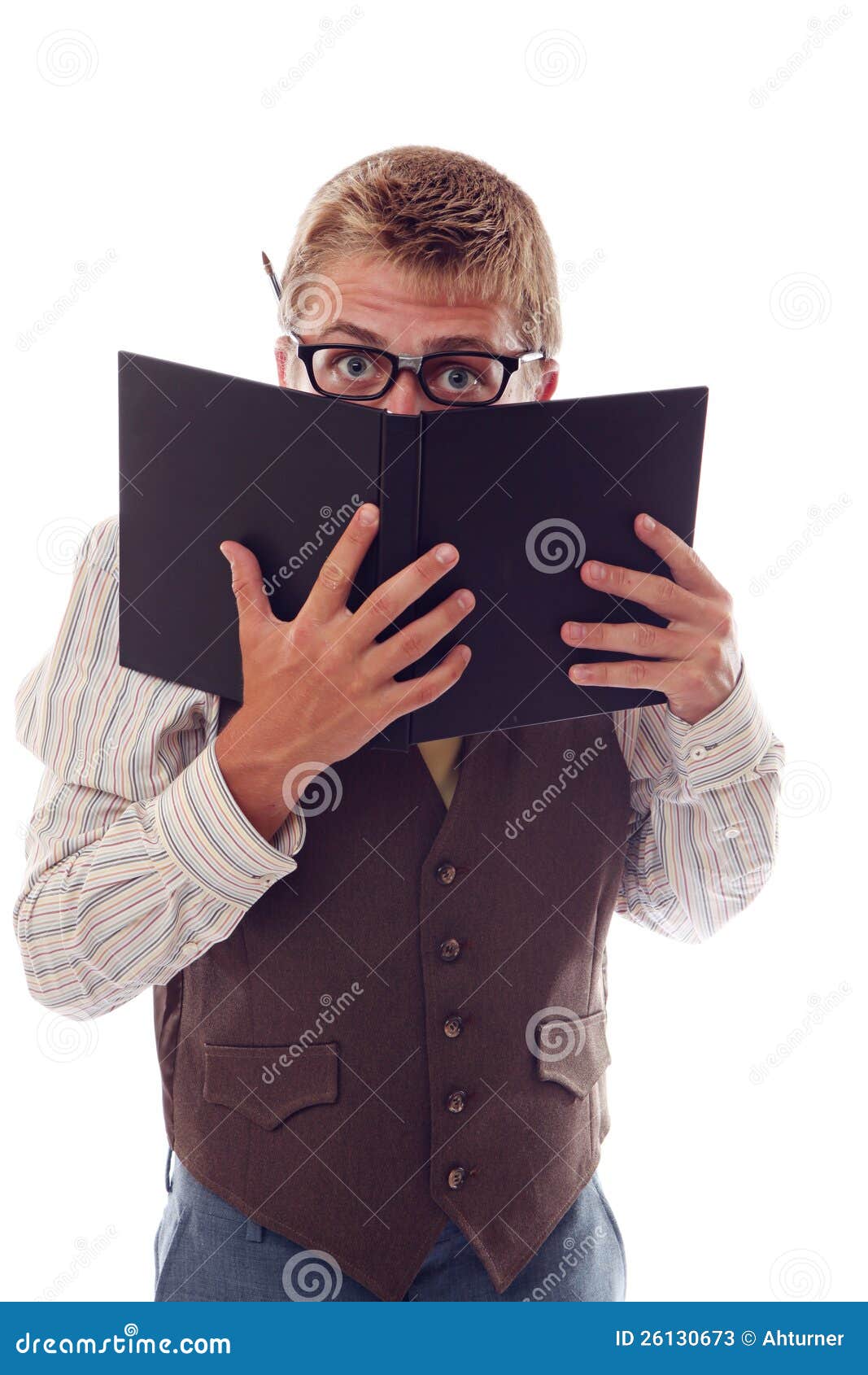 Nerd reading stock image. Image of glasses, funny, fashion - 26130673