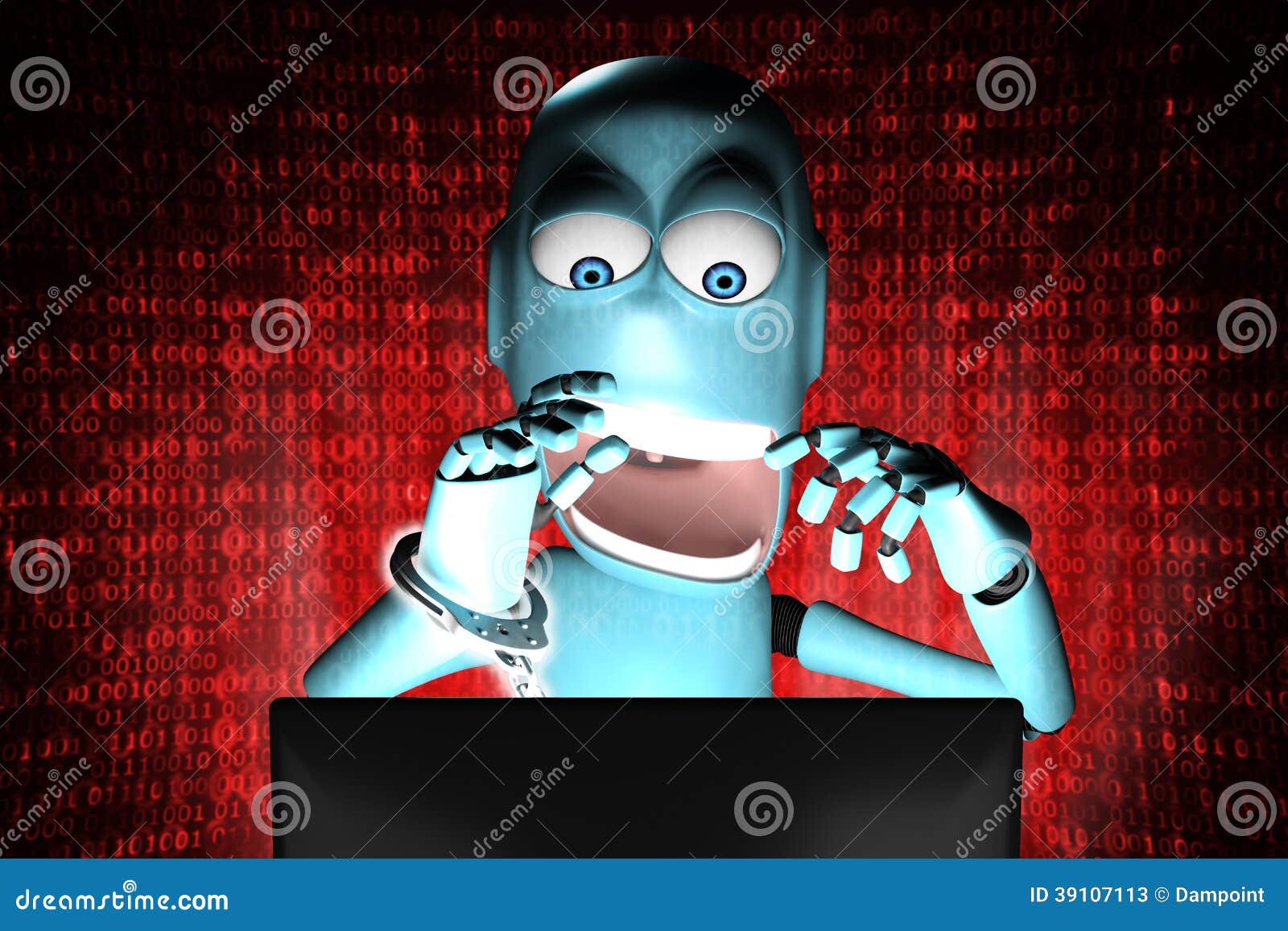 Robot Arrested Photo In Police Pop Art Vector | CartoonDealer.com #69946198