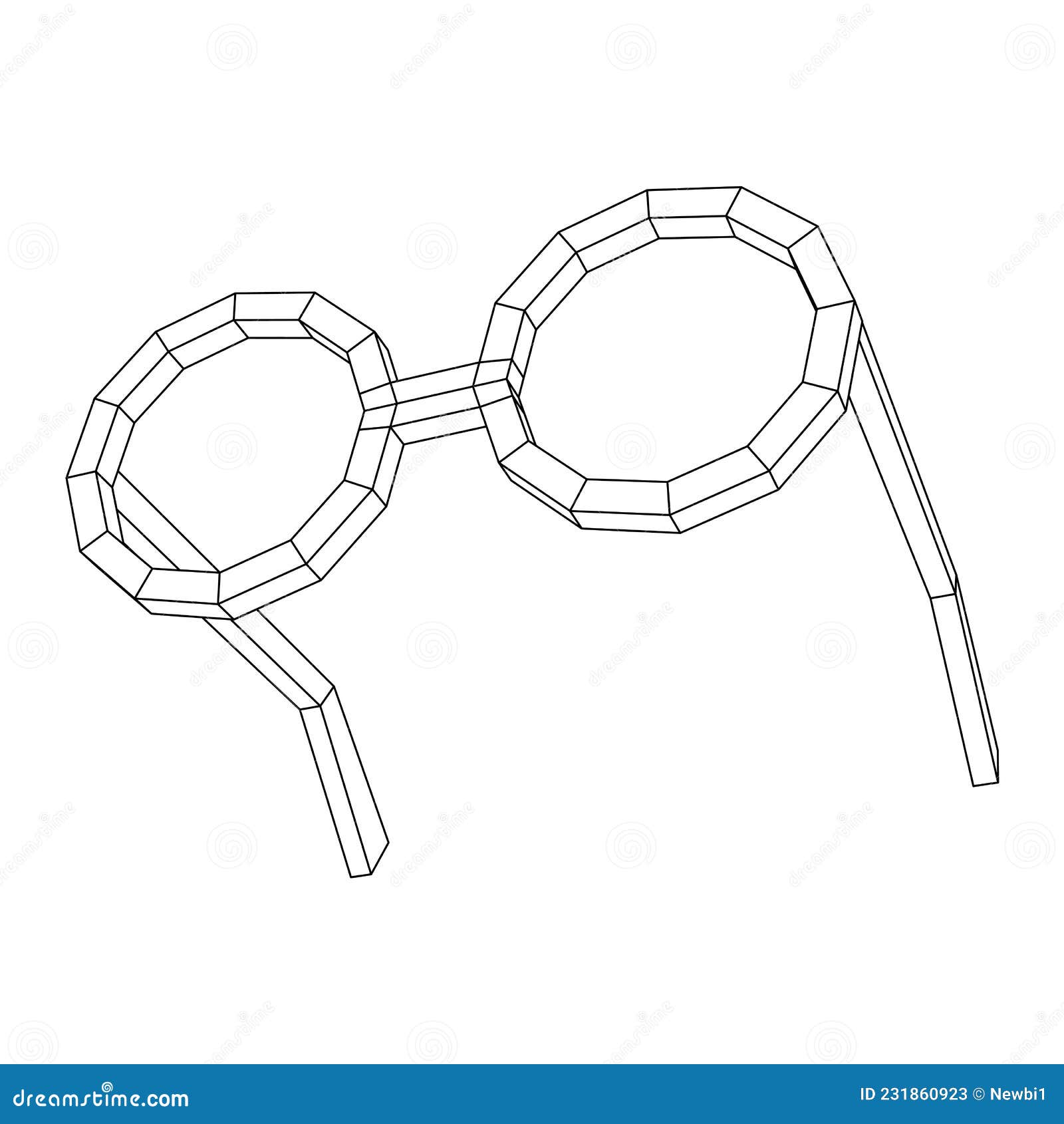 Nerd Round Retro Glasses Wireframe Vector Illustration. Stock Vector ...